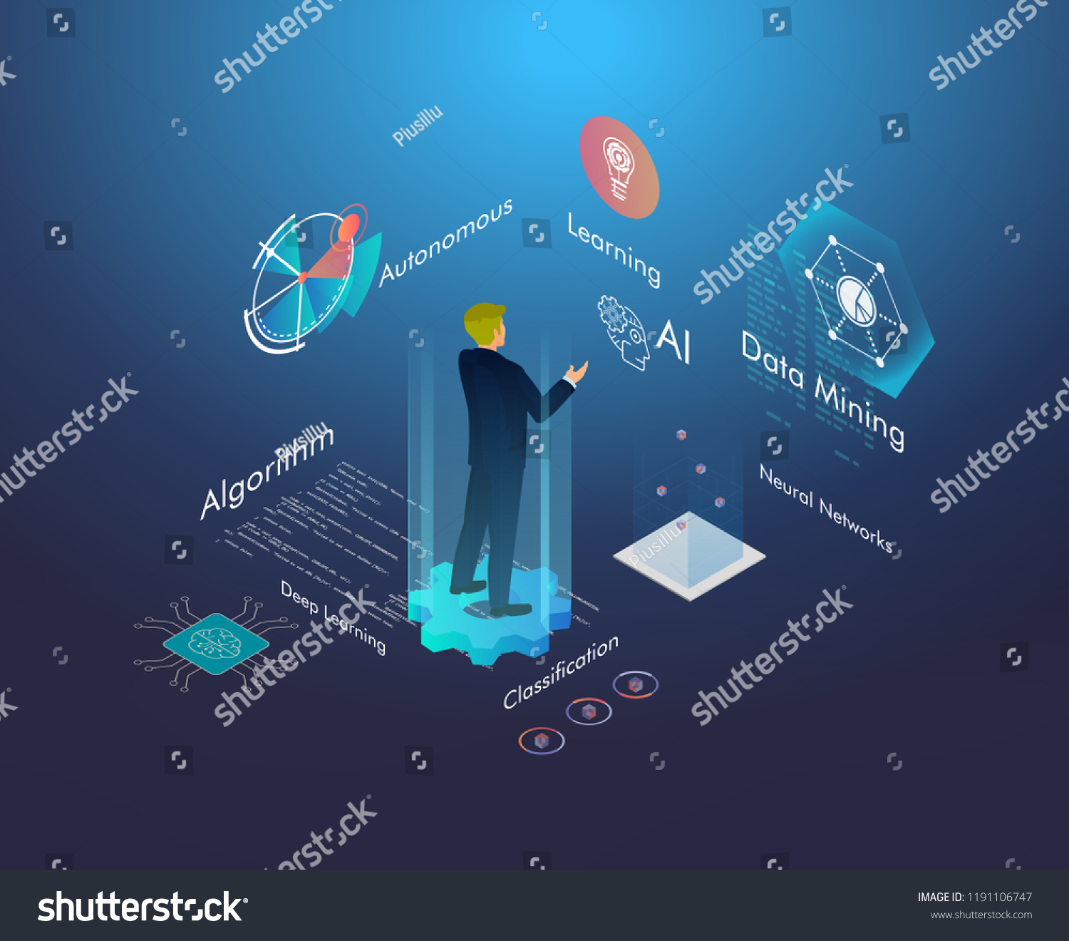 Machine Learning Ai Data Mining Algorithm 库存矢量图（免版税）1191106747 ...