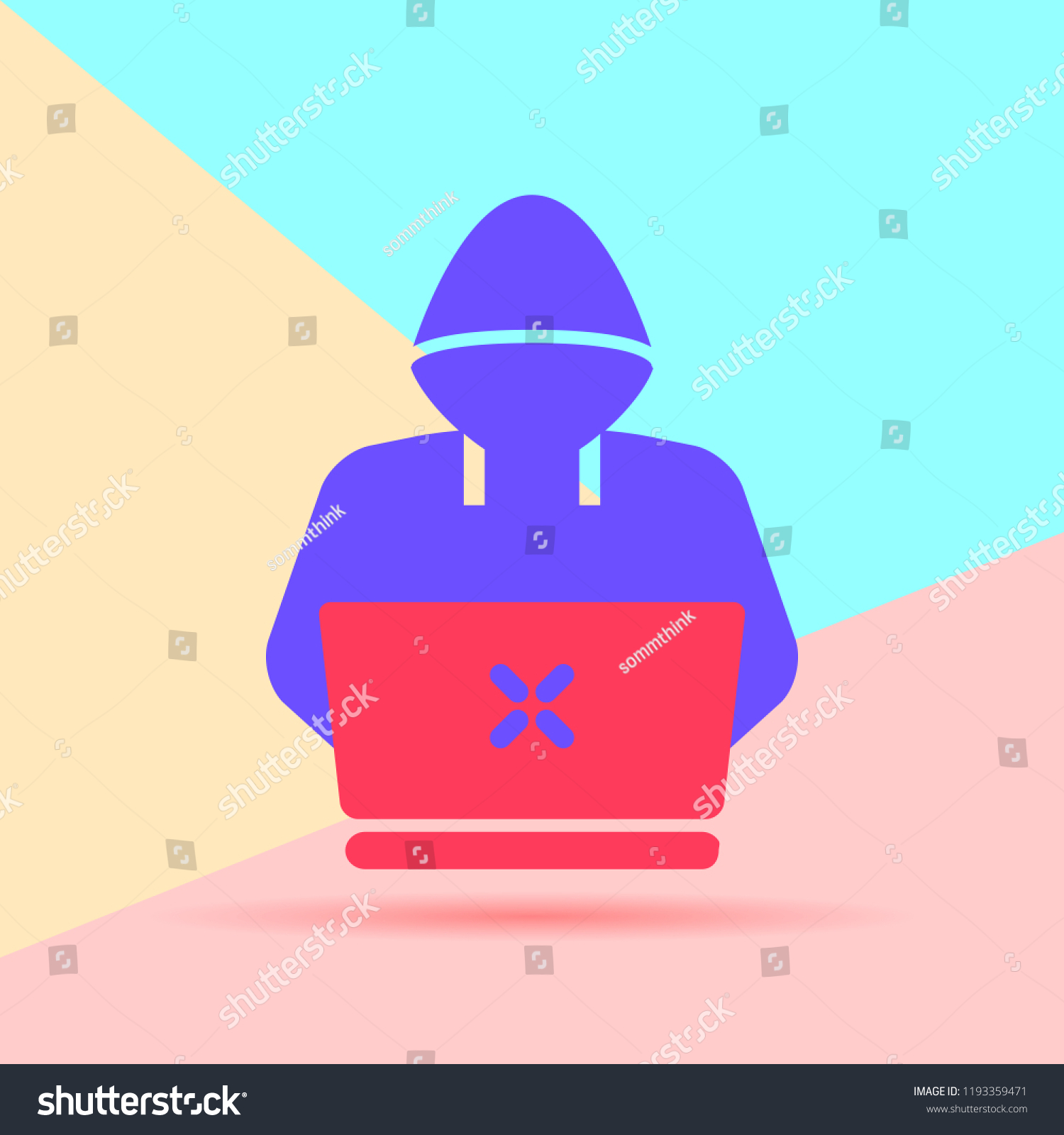 Flat Modern Minimal Hacker Coder Icon Stock Vector (Royalty Free ...
