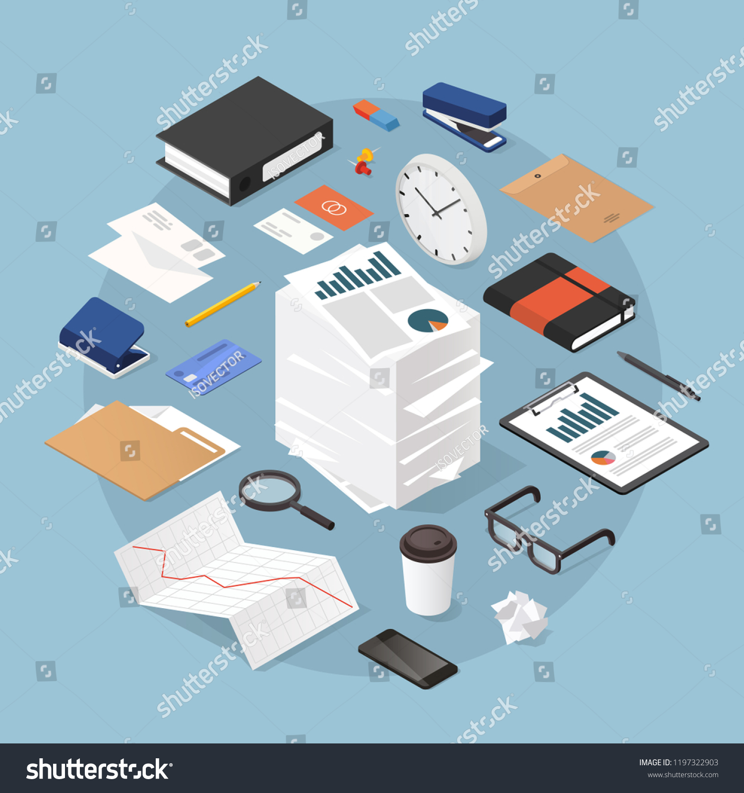 Vector Isometric Office Work Concept Illustration Stock Vector (Royalty ... Vector Isometric Office Work Concept Illustration Stock Vector (Royalty ...