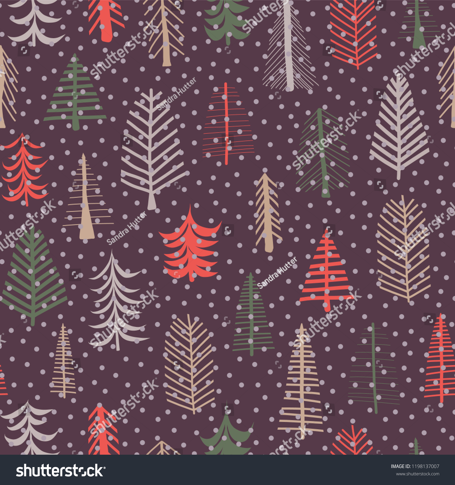 Christmas Tree Seamless Pattern Repeat Tile 스톡 벡터(로열티 프리) 1198137007 ...