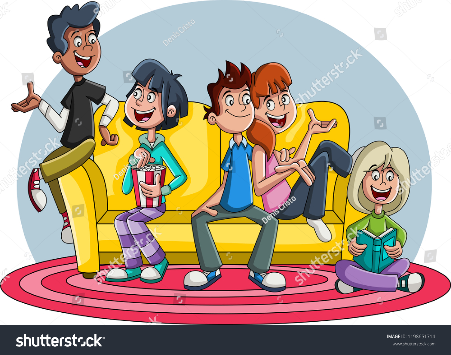 Group Cartoon Young People On Sofa Stock Vector (Royalty Free ... Group Cartoon Young People On Sofa Stock Vector (Royalty Free ...