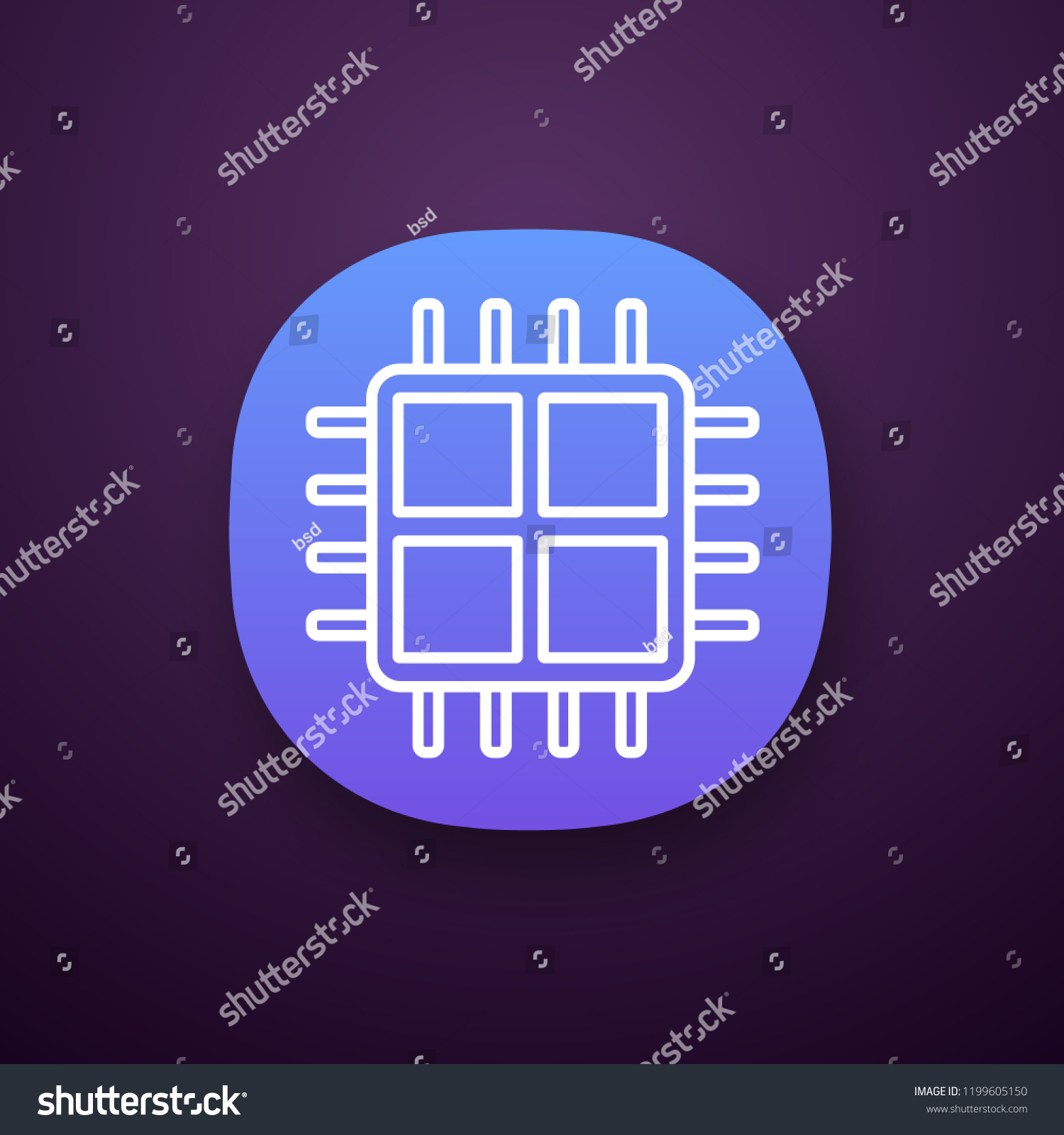Quad Core Processor App Icon Four Stock Vector (Royalty Free ...