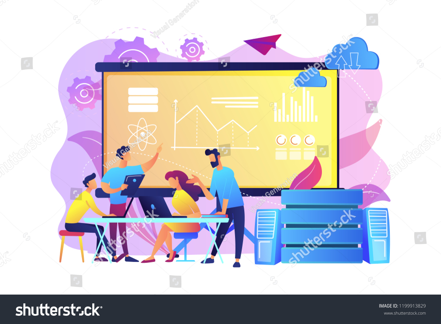Software Engineer Statistician Visualizer Analyst Working Stock Vector
