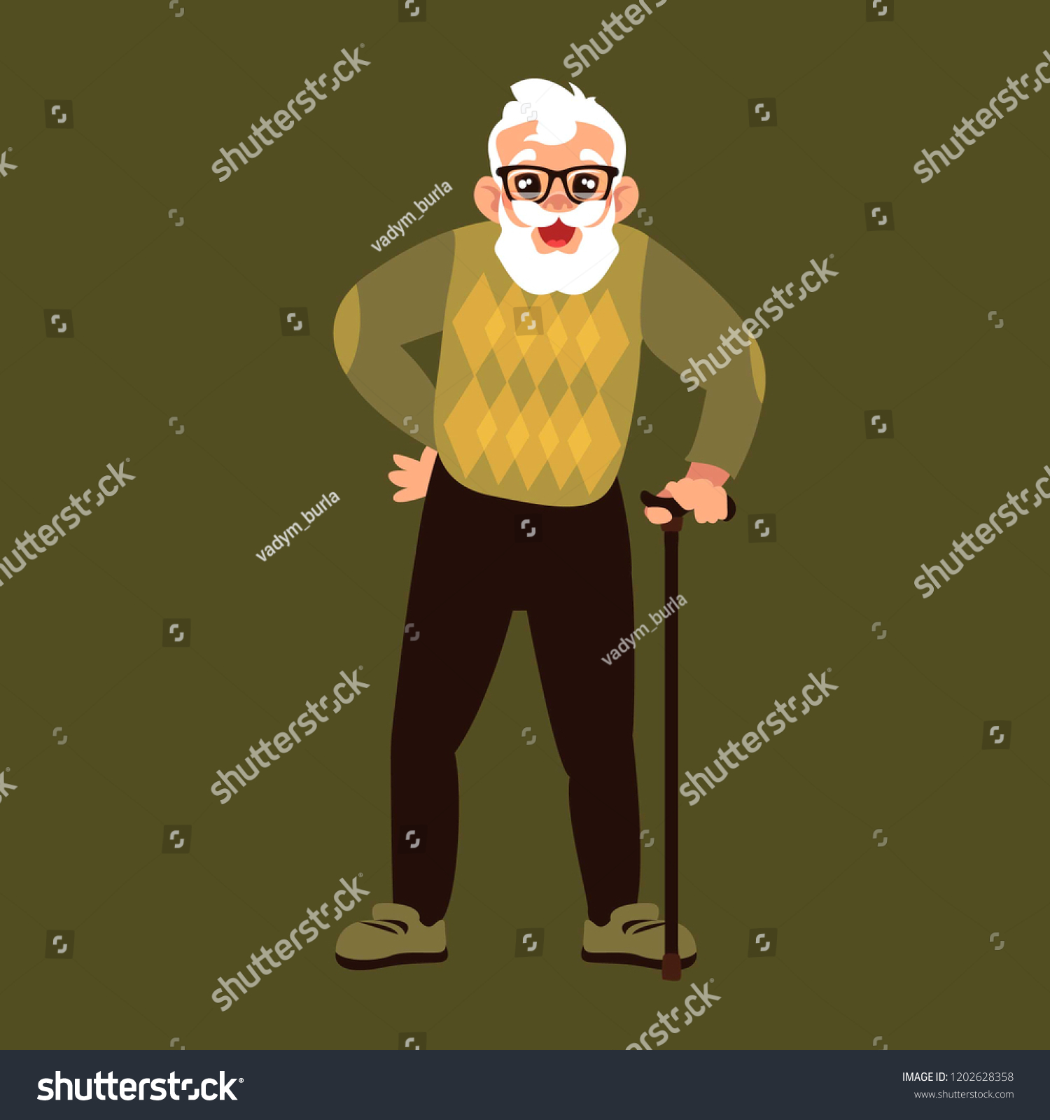Clip Art Old Man Cane On Stock Vector Royalty Free 1202628358