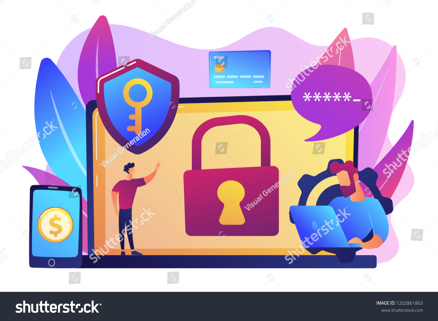 Developers Work On Cyber Security Program Stock Vector (Royalty Free ...