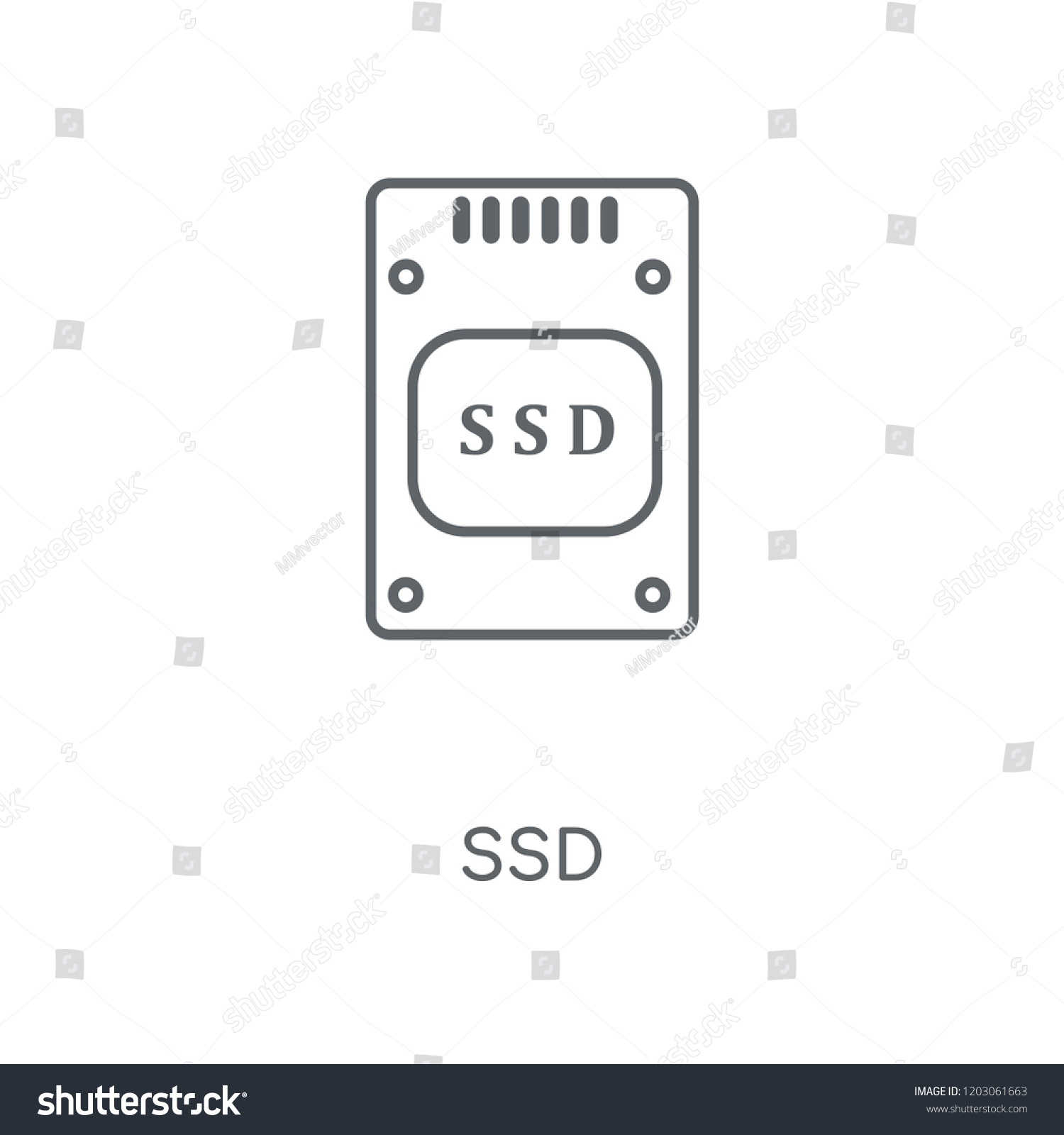 Ssd Linear Icon Ssd Concept Stroke Stock Vector (Royalty Free ...