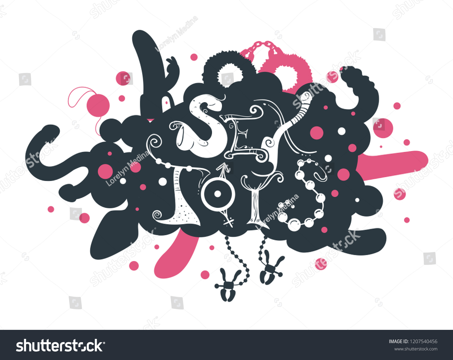 Illustration Sex Toys Lettering Design Different Stock Vector Royalty