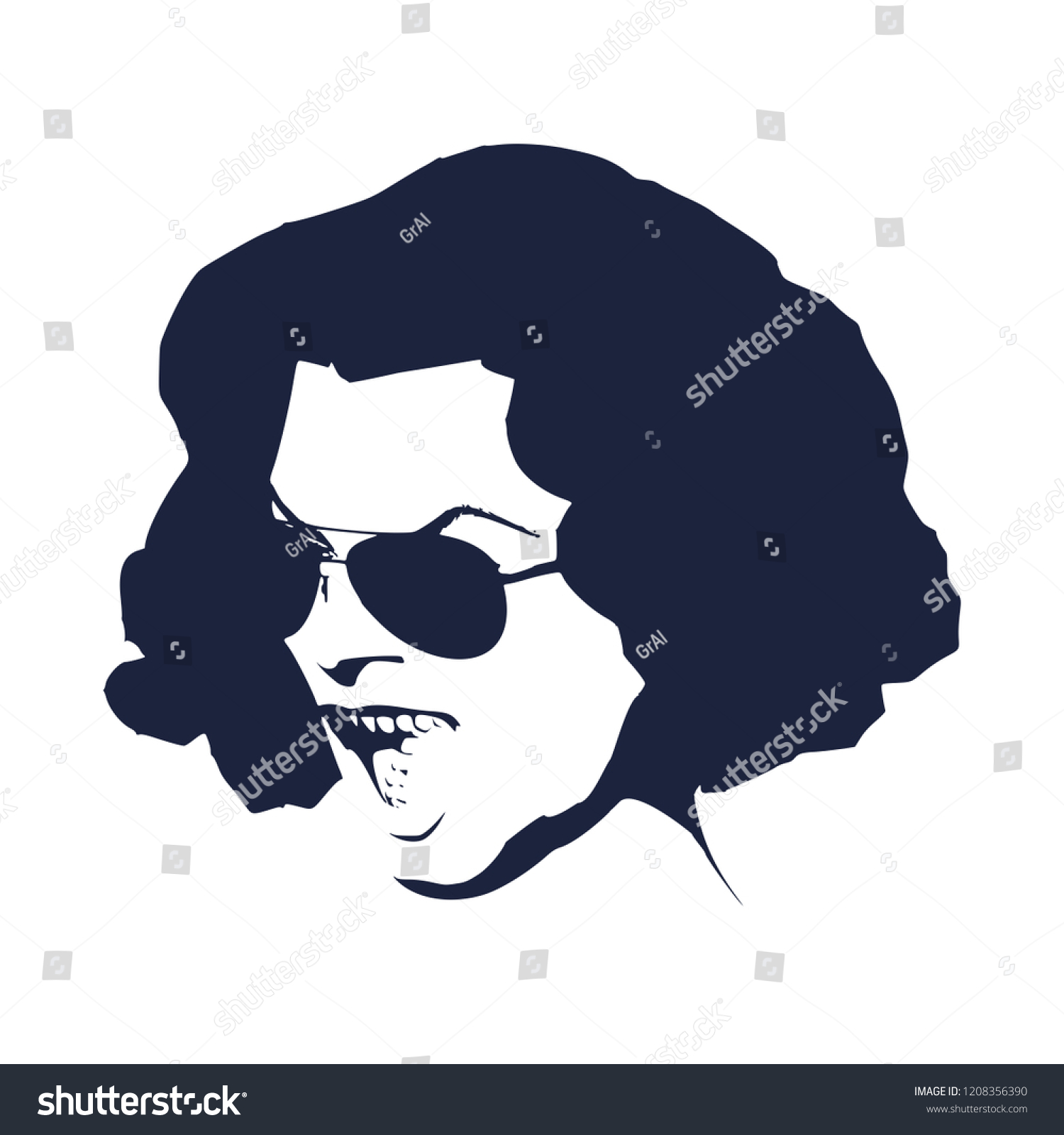 Portrait Shocked Woman Open Mouth Black Stock Vector Royalty Free