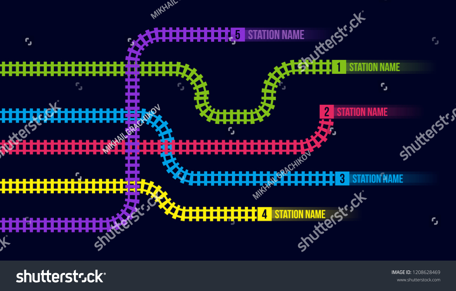 Creative Vector Illustration Railway Station Map Stock Vector Royalty
