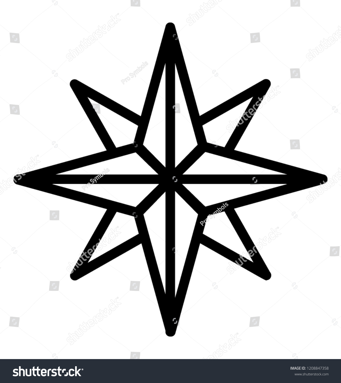 Vector Icon Design Compass Rose Stock Vector Royalty Free 1208847358
