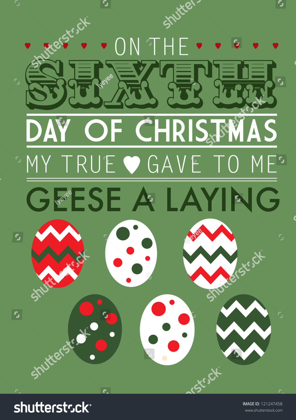 Sixth Day Twelve Days Christmas Template Stock Vector Royalty Free