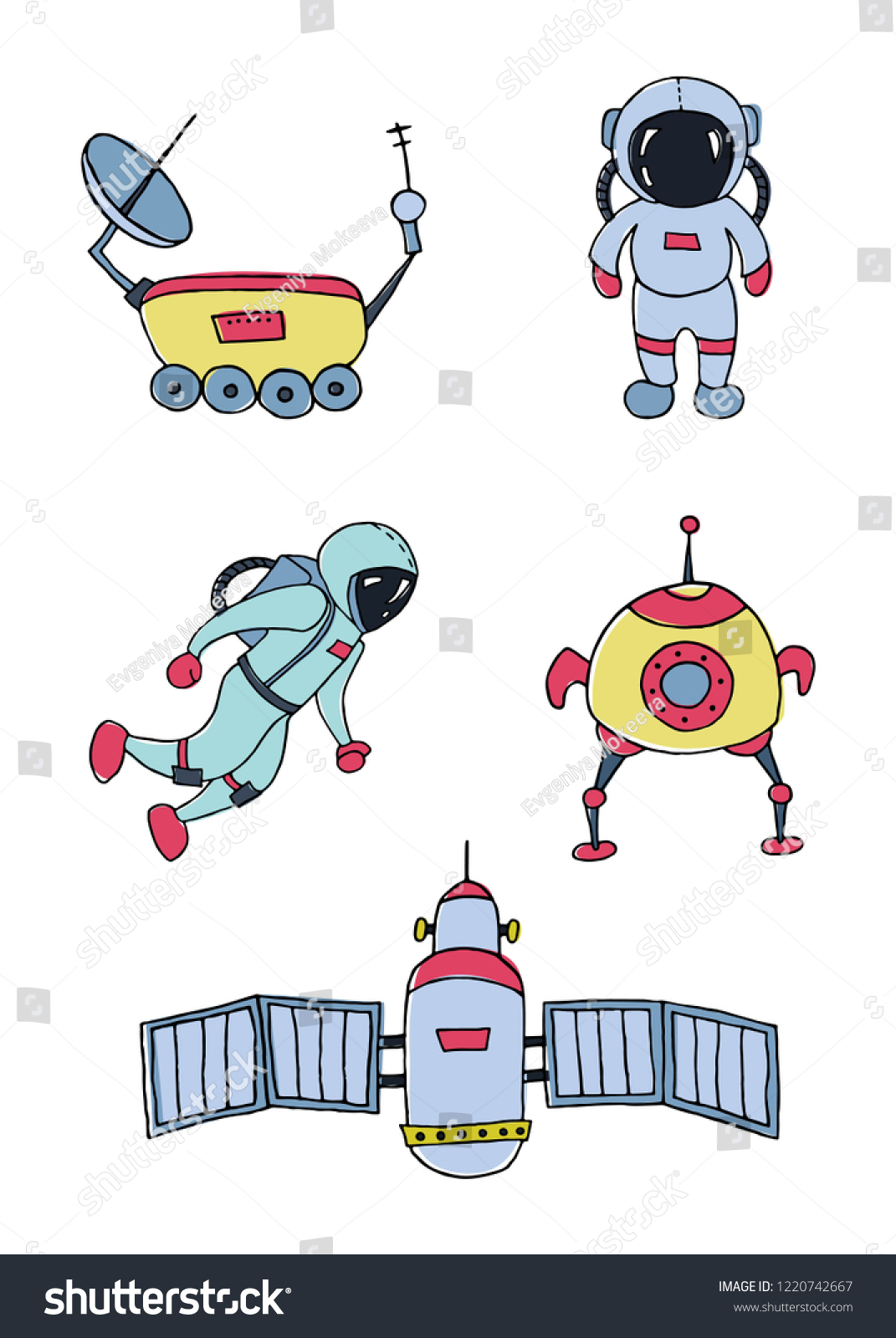 Set Different Space Objects Hand Drawn Stock Vector (Royalty Free ... Set Different Space Objects Hand Drawn Stock Vector (Royalty Free ...