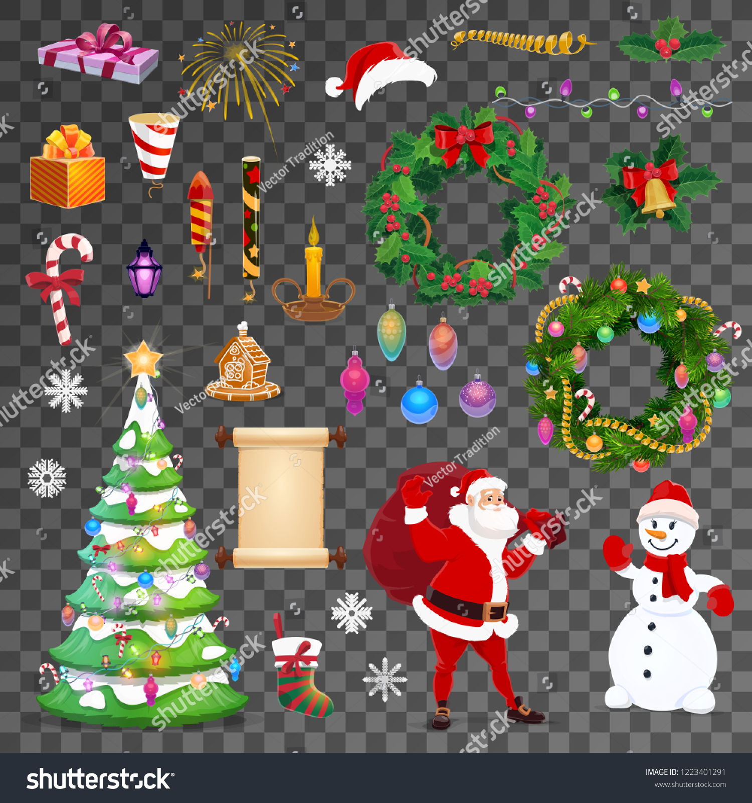 Christmas Isolated Objects Transparent Background Vector Stock Vector ...