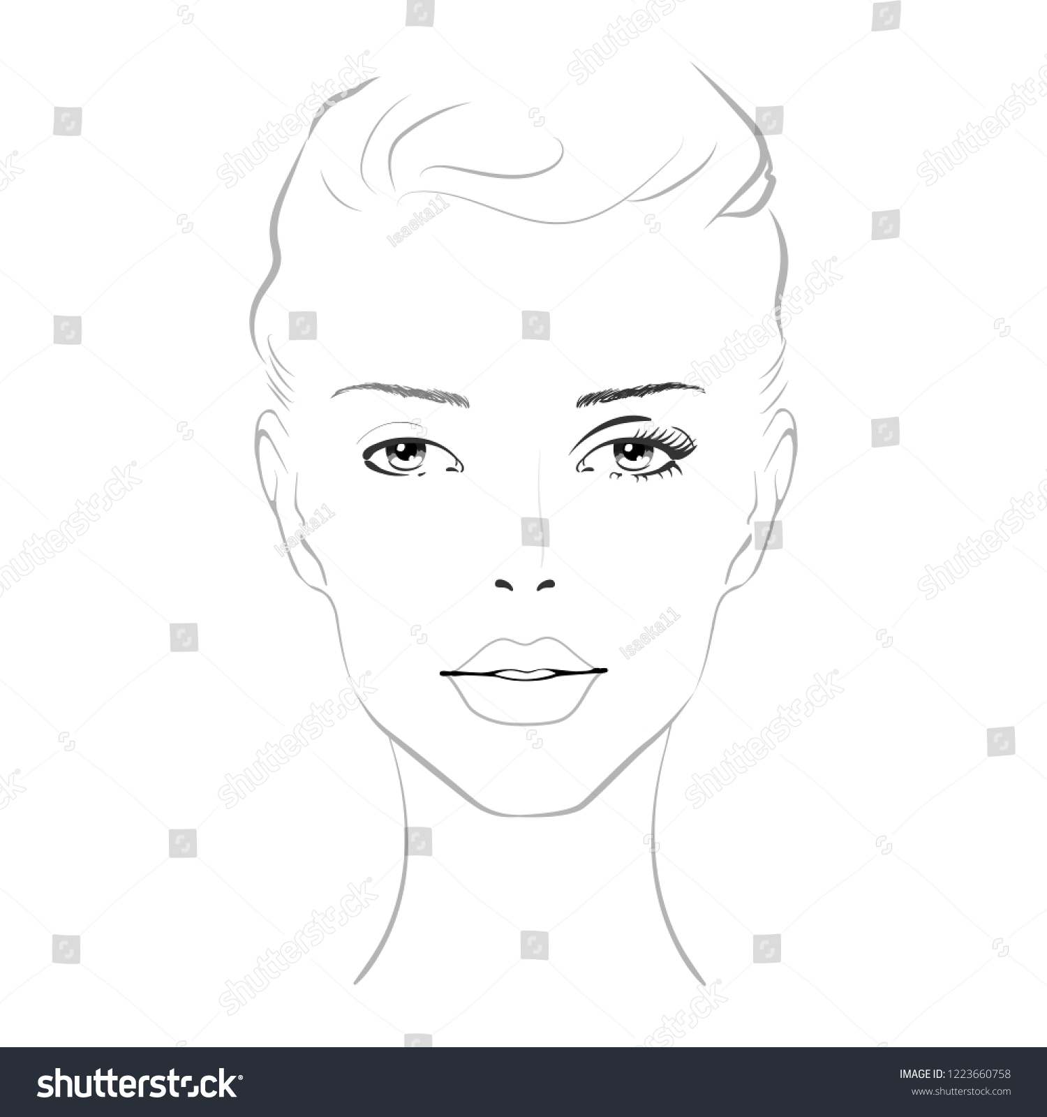 Beautiful Woman Face Nude Makeup Hand Stock Vector Royalty Free