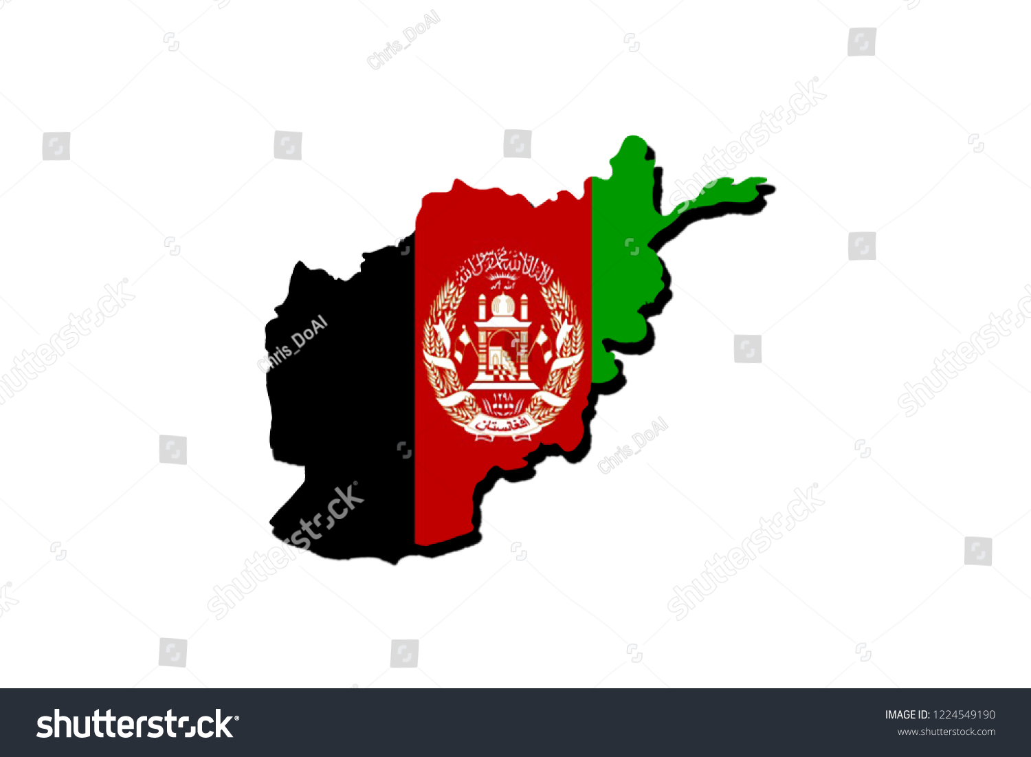 Silhouette Map Afghanistan Flag Stock Illustration 1224549190