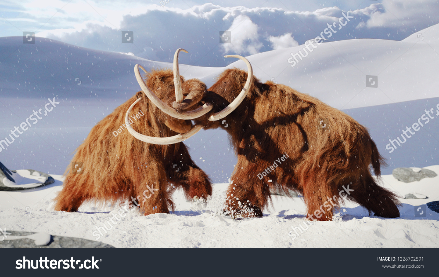 Woolly Mammoth Bulls Fighting Prehistoric Ice Stock Illustration ... Woolly Mammoth Bulls Fighting Prehistoric Ice Stock Illustration ...