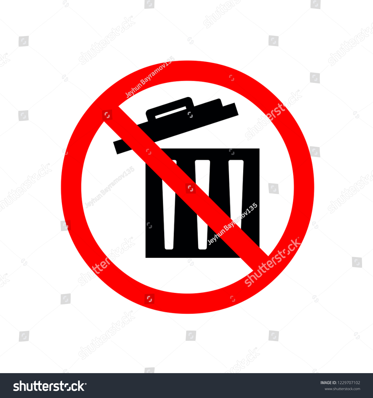 Crossedout Garbage Can Sign No Trash Stock Vector Royalty Free 1229707102 Shutterstock