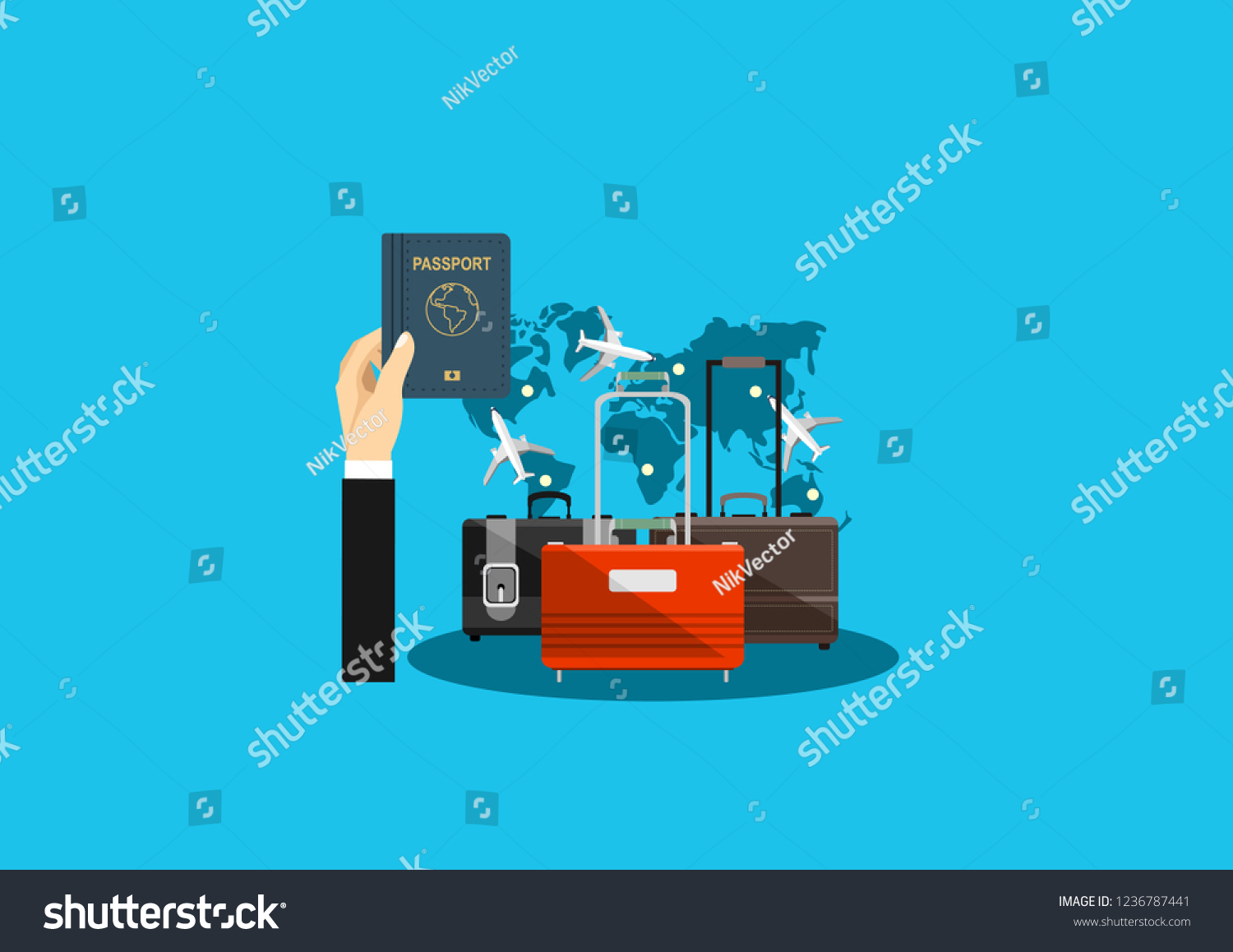 Travel Adventure International Passport Boarding Pass Stock Vector