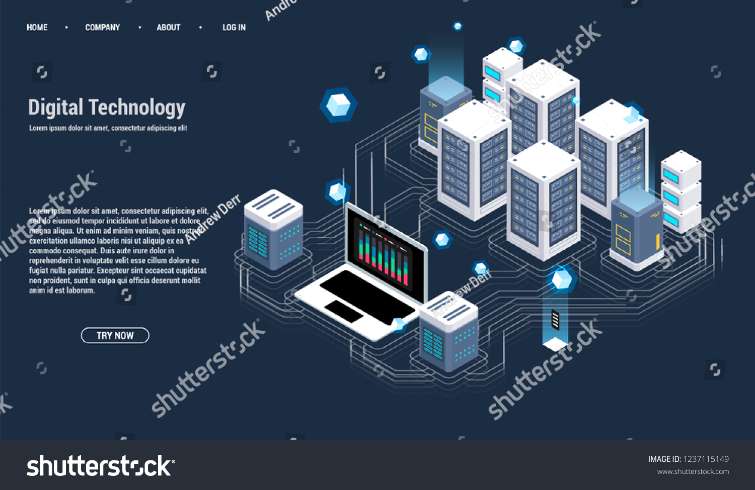 Isometric Server Room Big Data Processing Stock Vector (Royalty Free ...
