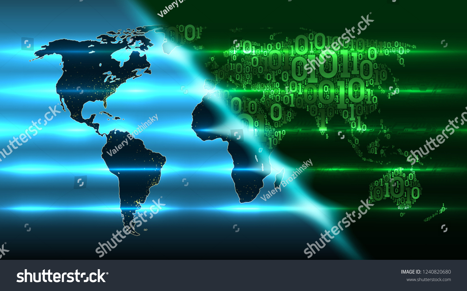 Binary Code World Map Background Abstract Stock Vector Royalty Free 1240820680 Shutterstock