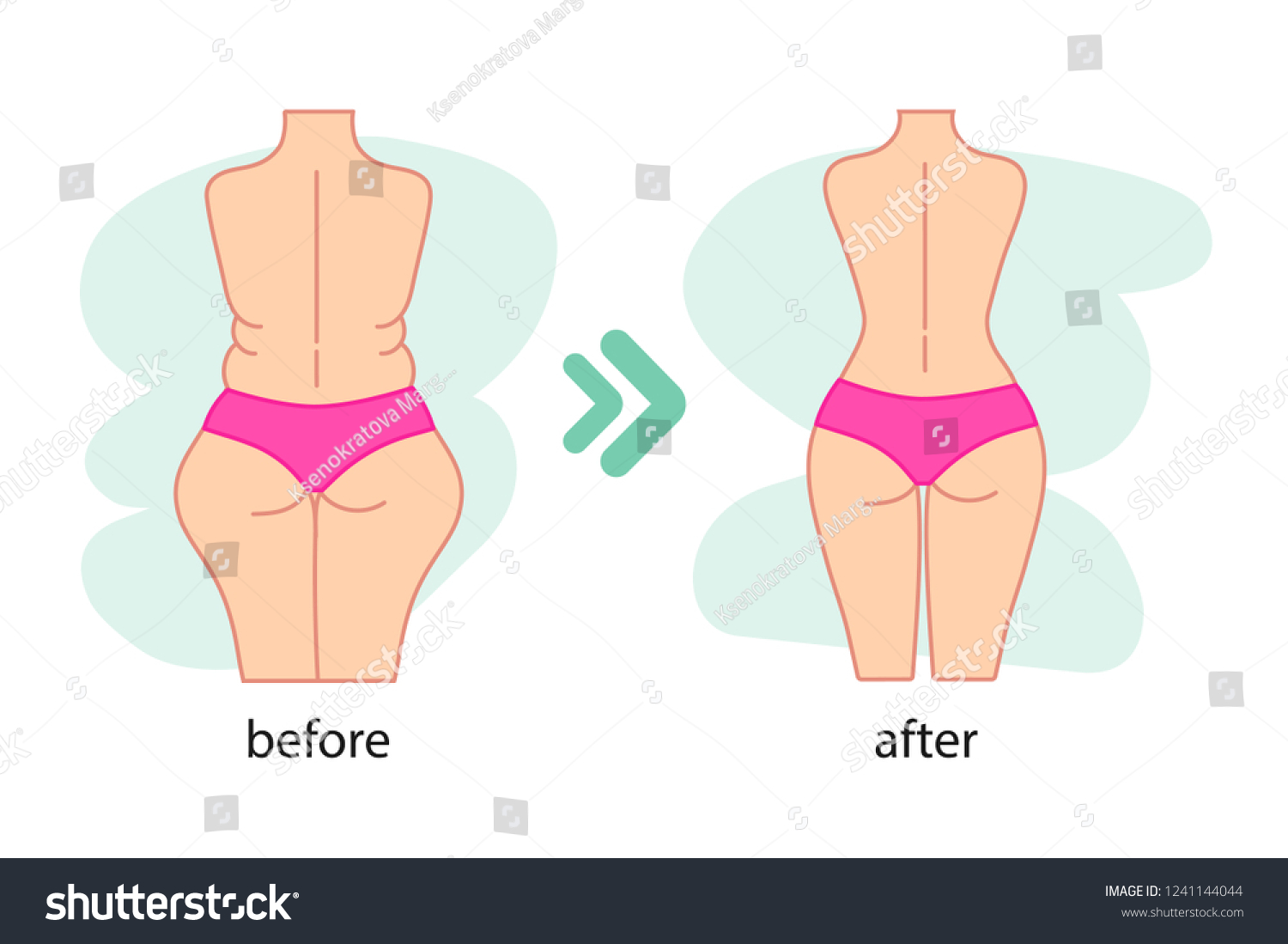 Fat Slim Woman Figure Before After Stock Vector Royalty Free
