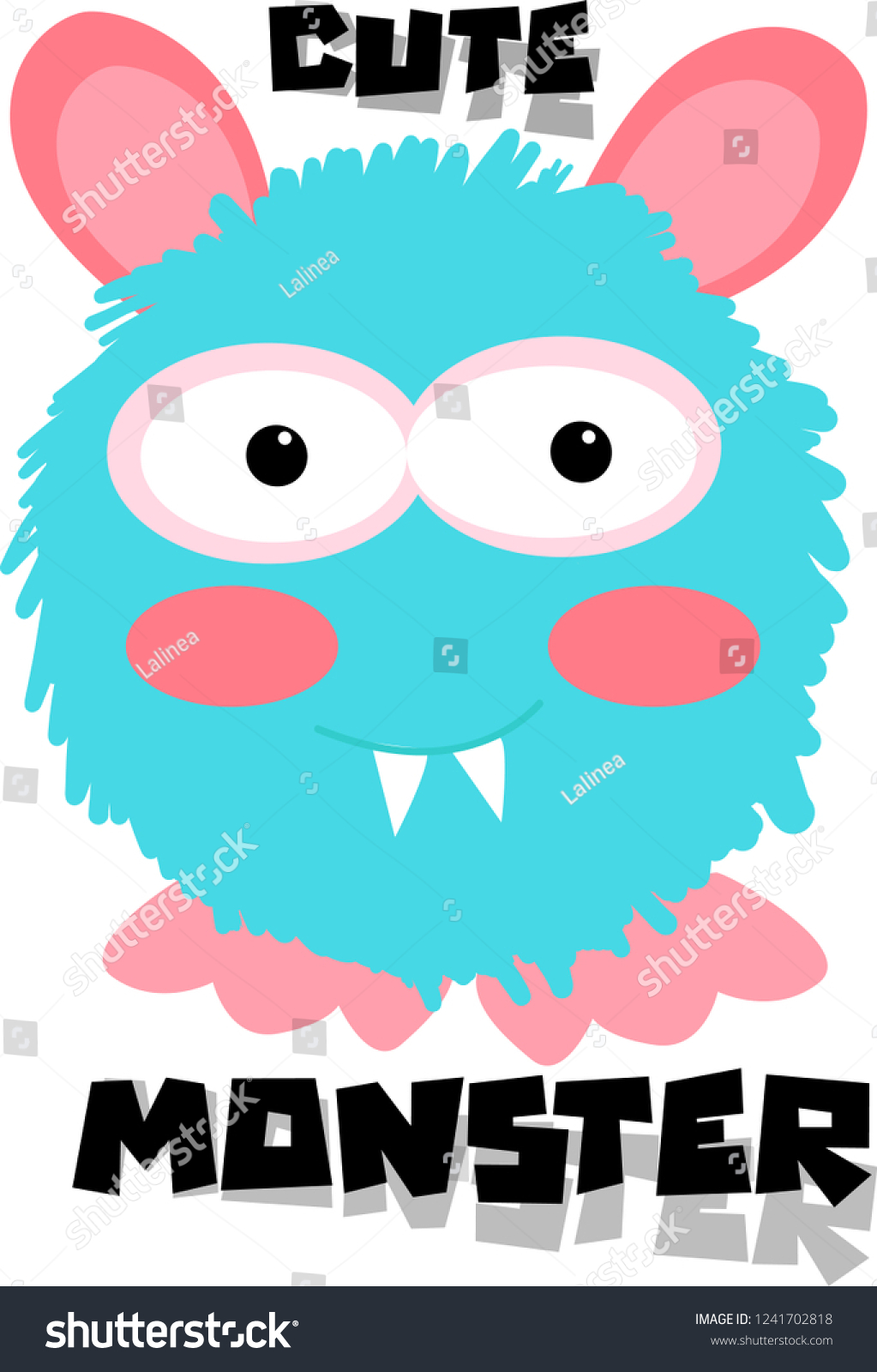 Vector Illustration Cute Blue Monster Cartoon Stock Vector Royalty Free 1241702818 Shutterstock