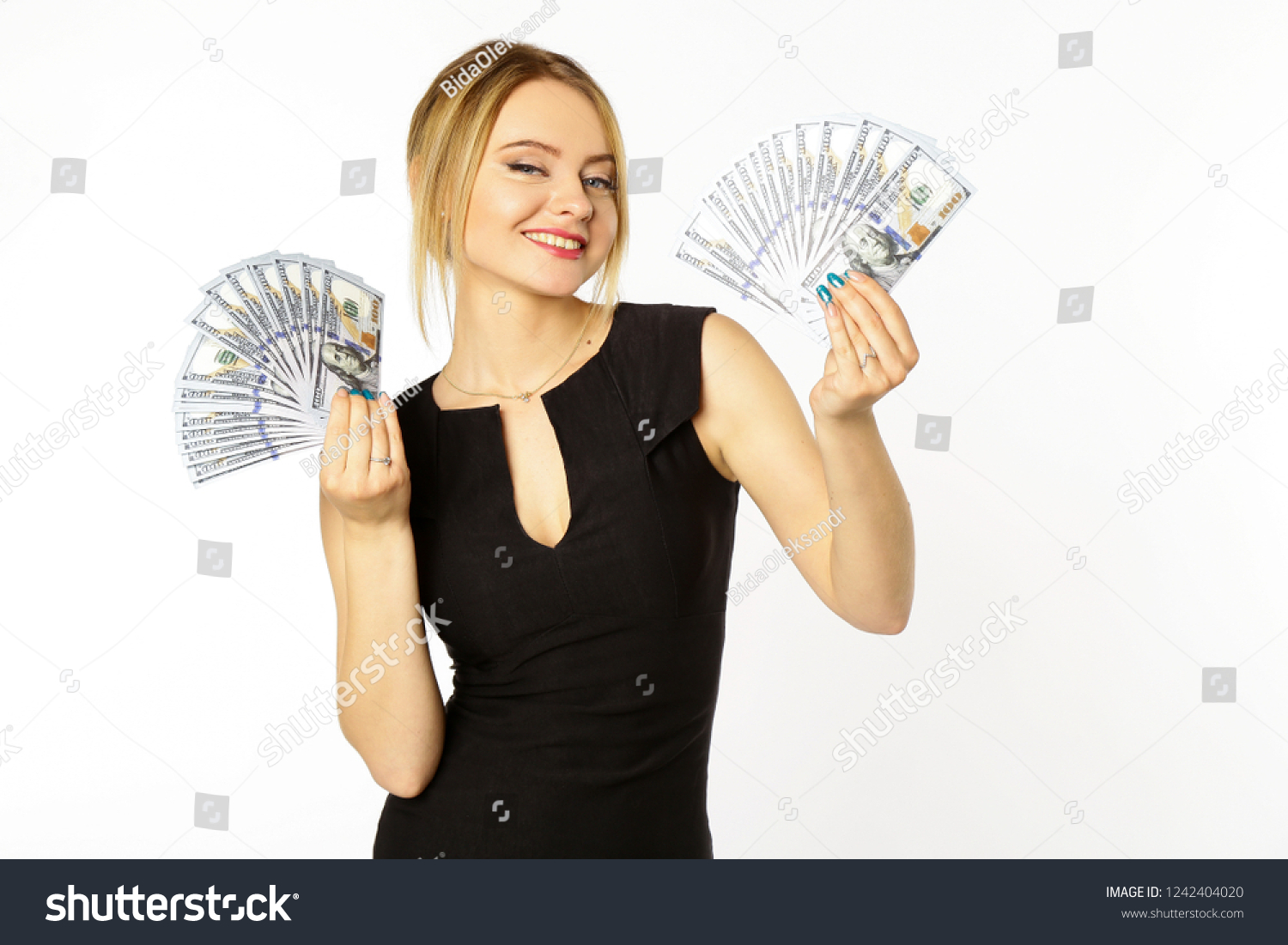 Portrait Young Smiling Blonde Girl Money Stock Photo 1242404020 ... Portrait Young Smiling Blonde Girl Money Stock Photo 1242404020 ...