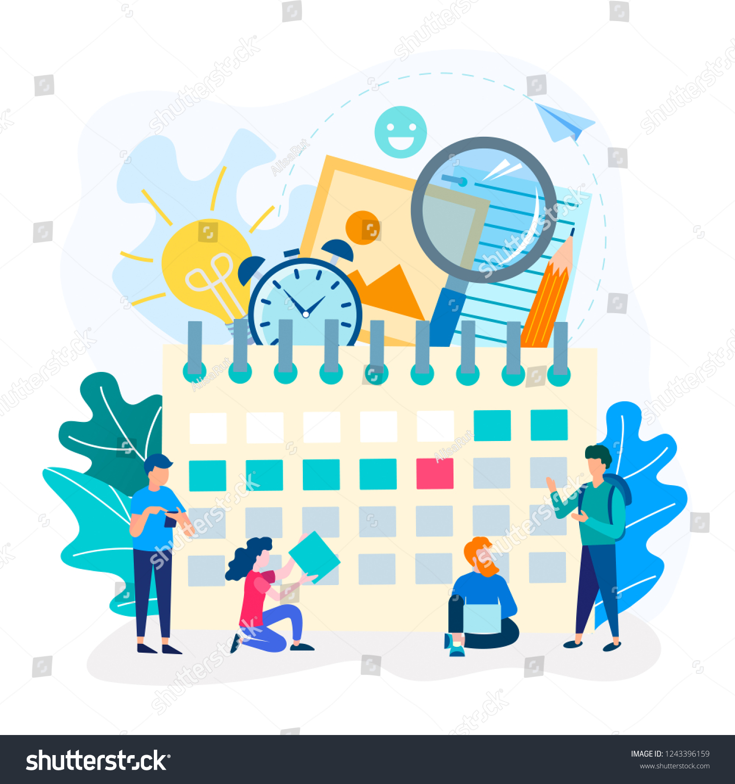 Time Management Teamwork Deadline Office Concept Stock Vector Royalty