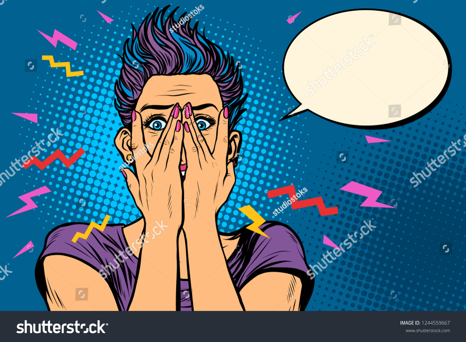 Surprised Pop Art Woman Beautiful Girl Stock Vector Royalty Free 1244559667 Shutterstock