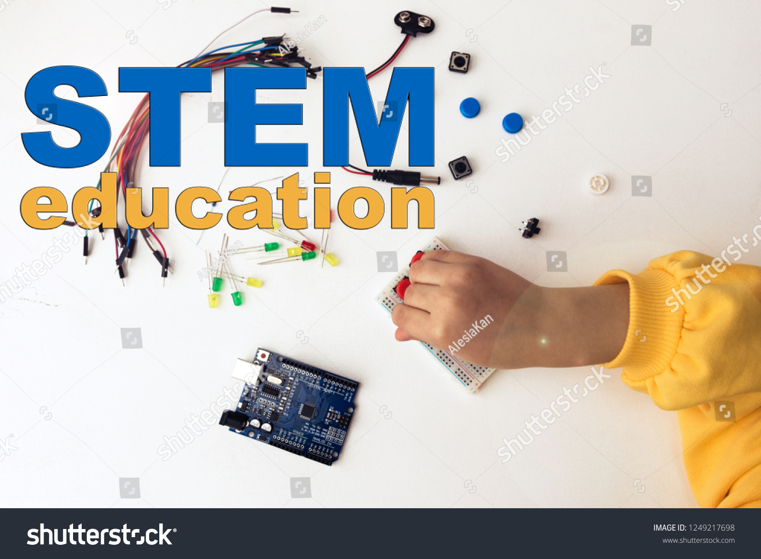 Cute Girl Constructs Robot Arduino Program Stock Photo 1249217698 ...