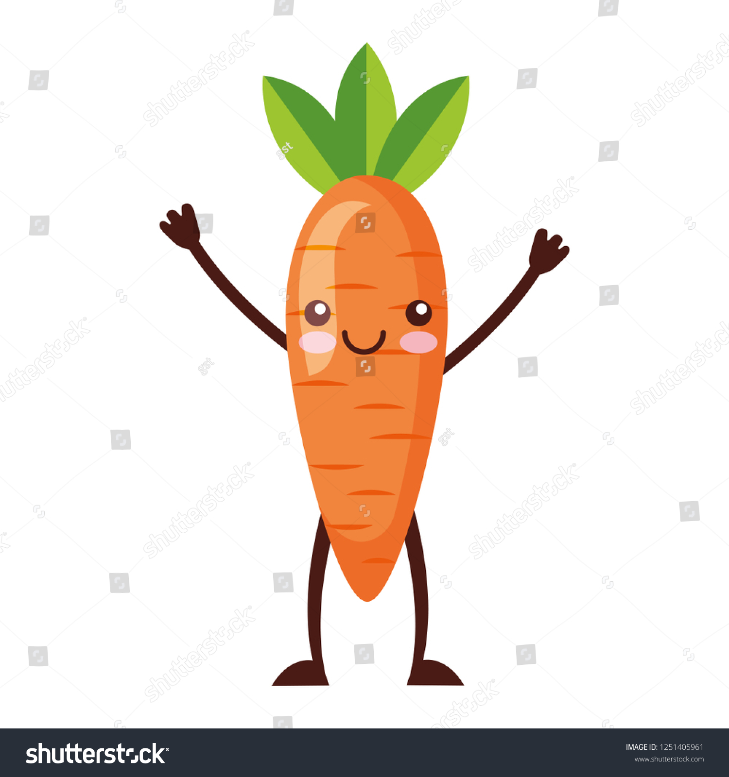 Kawaii Cute Carrot Cartoon Character Stock Vector Royalty Free
