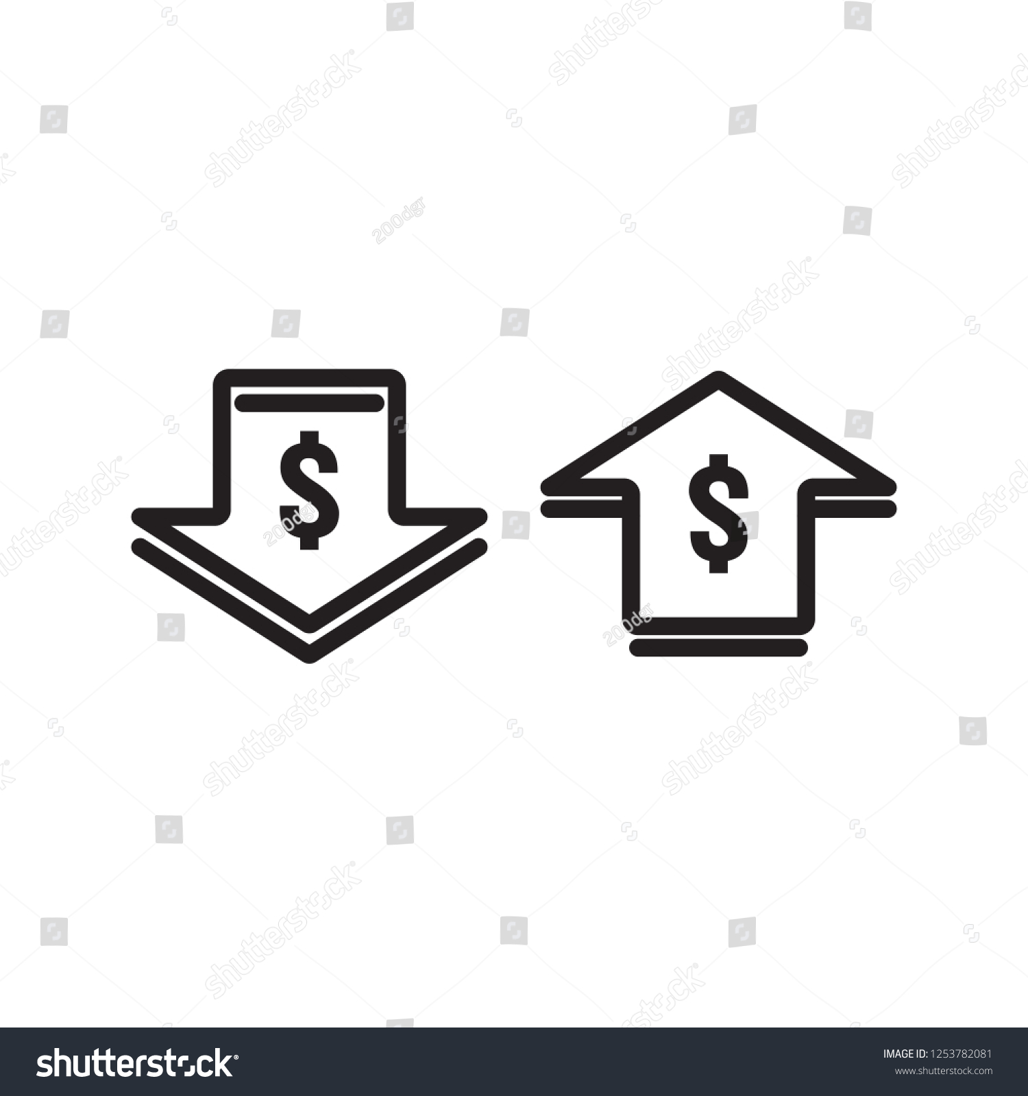 Dollar Increase Decrease Icon Money Symbol Stock Vector (Royalty Free ...