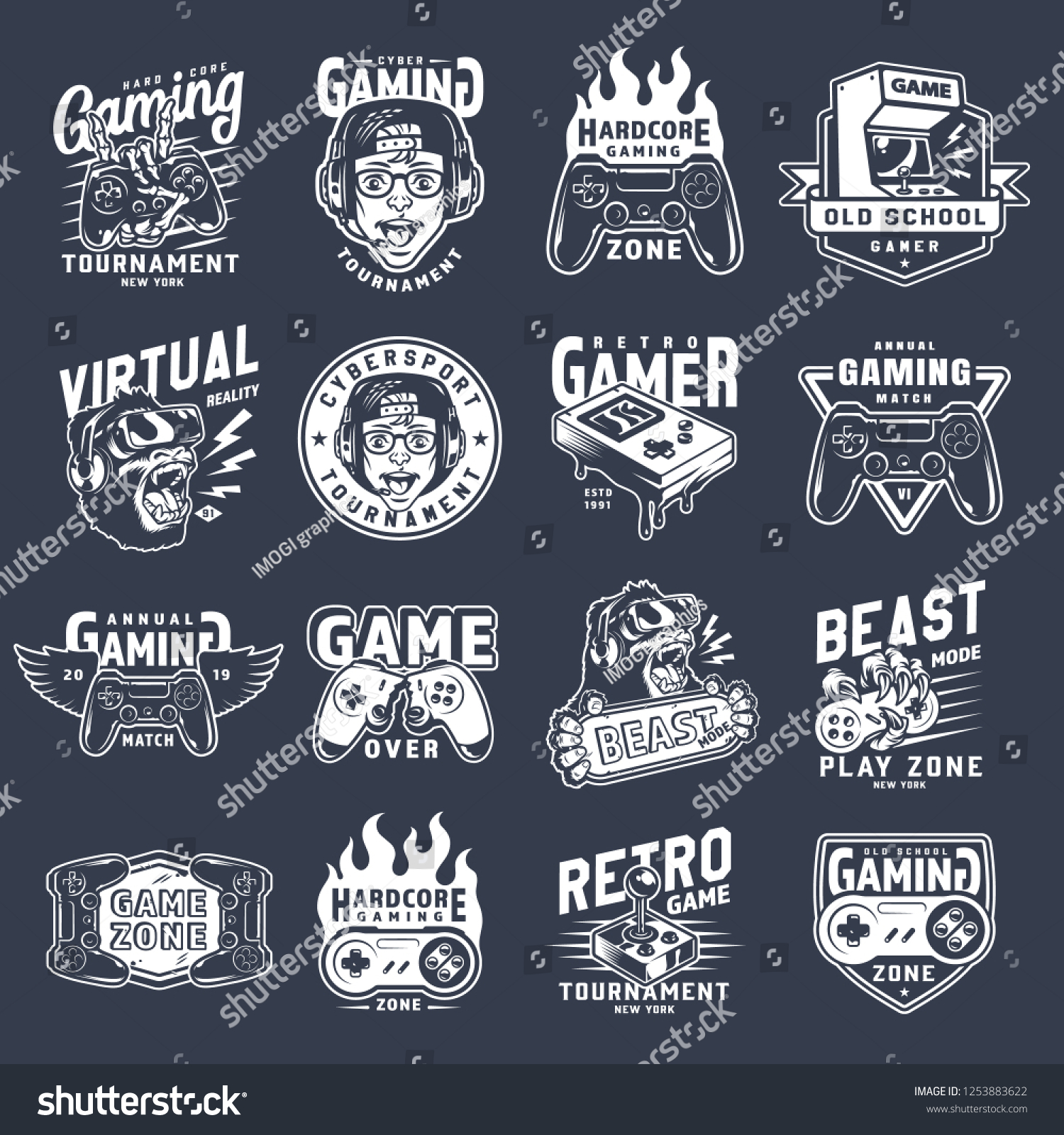Vintage Monochrome Gaming Labels Set Stock Vector (Royalty Free ... Vintage Monochrome Gaming Labels Set Stock Vector (Royalty Free ...