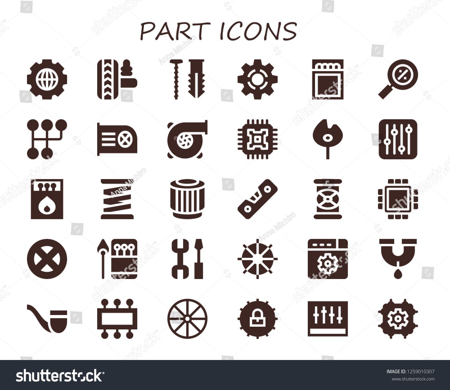 Part Icon Set 30 Filled Part Stock Vector (Royalty Free) 1259010307 ...
