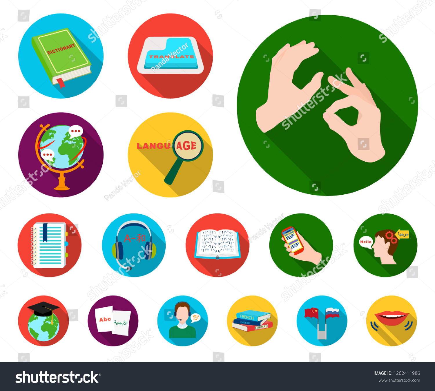 Translator Linguist Flat Icons Set Collection Stock Vector (Royalty ... Translator Linguist Flat Icons Set Collection Stock Vector (Royalty ...