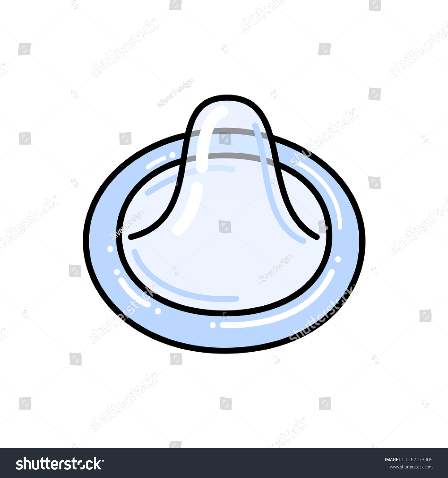Cartoon Blue Condom Icon Sticker Illustration Stock Vector Royalty