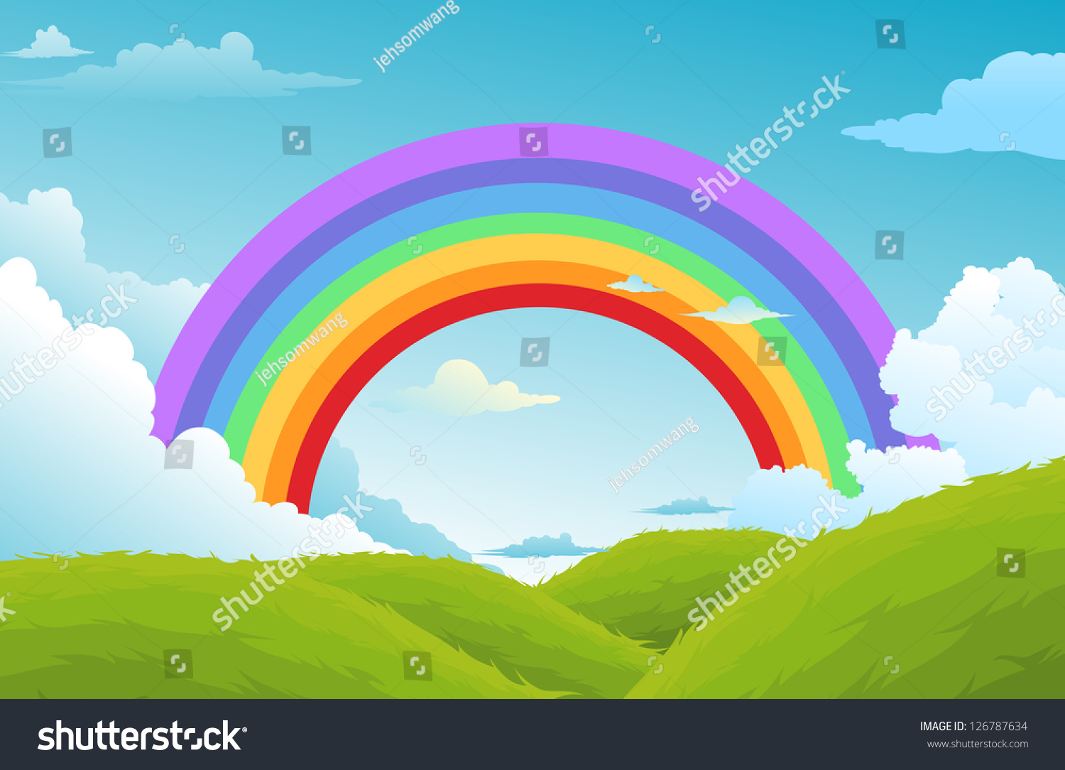 Rainbow Clouds Sky Vector Vector De Stock Libre De Regalías