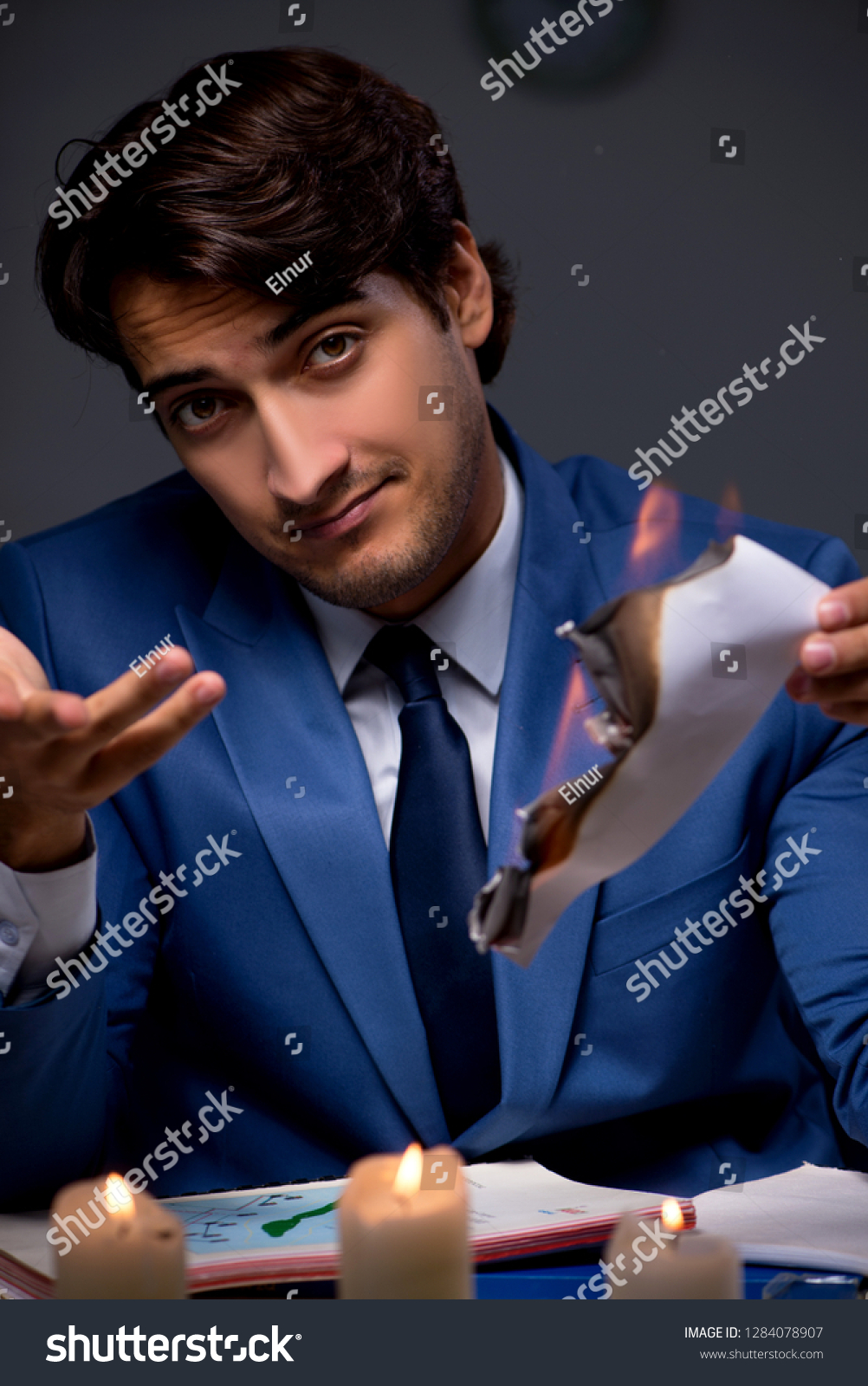Businessman Burning Evidence Late Office Stock Photo 1284078907 ... Businessman Burning Evidence Late Office Stock Photo 1284078907 ...
