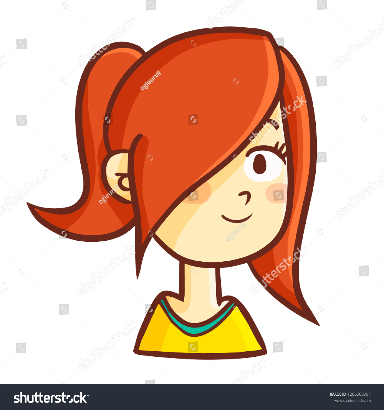 Cute Funny Beautiful Girl Red Hair Stock Vector Royalty Free