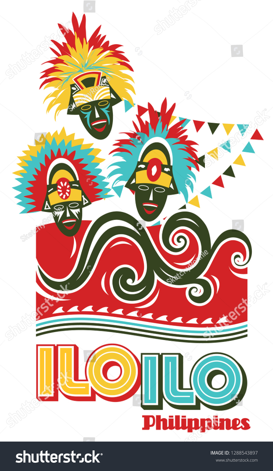Vektor Stok Philippine Iloilo Dinagyang Festival Celebration (Tanpa ... Vektor Stok Philippine Iloilo Dinagyang Festival Celebration (Tanpa ...