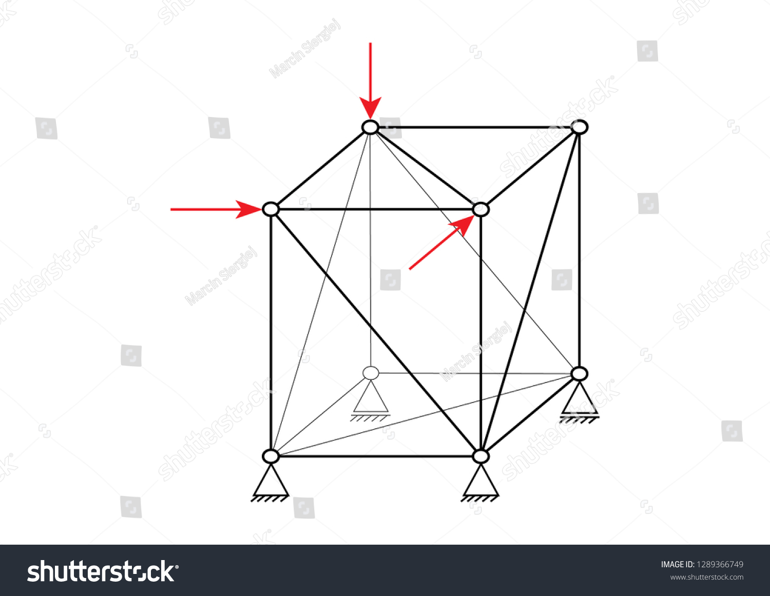 Vector Illustration 3d Spatial Truss Pinned Stock Vector Royalty Free