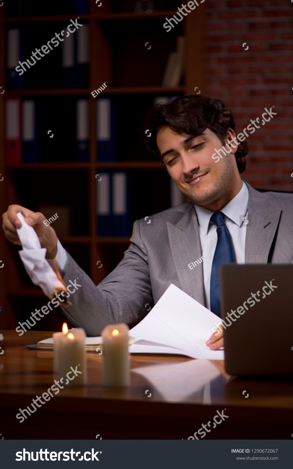 Businessman Burning Evidence Late Office Stock Photo 1290672067 ... Businessman Burning Evidence Late Office Stock Photo 1290672067 ...