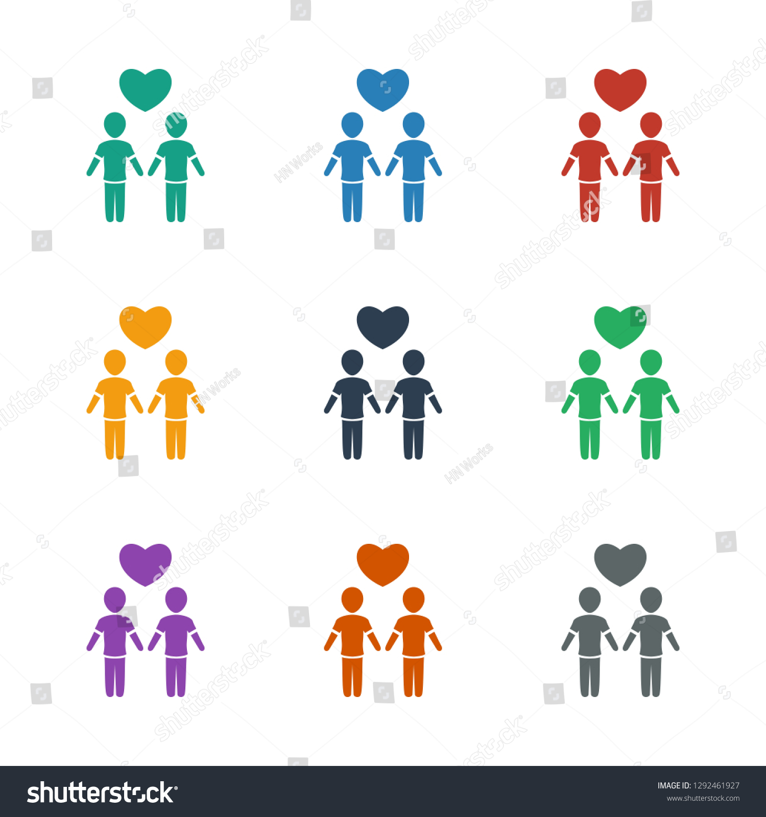 Gay Couple Icon White Background Editable Stock Vector Royalty Free