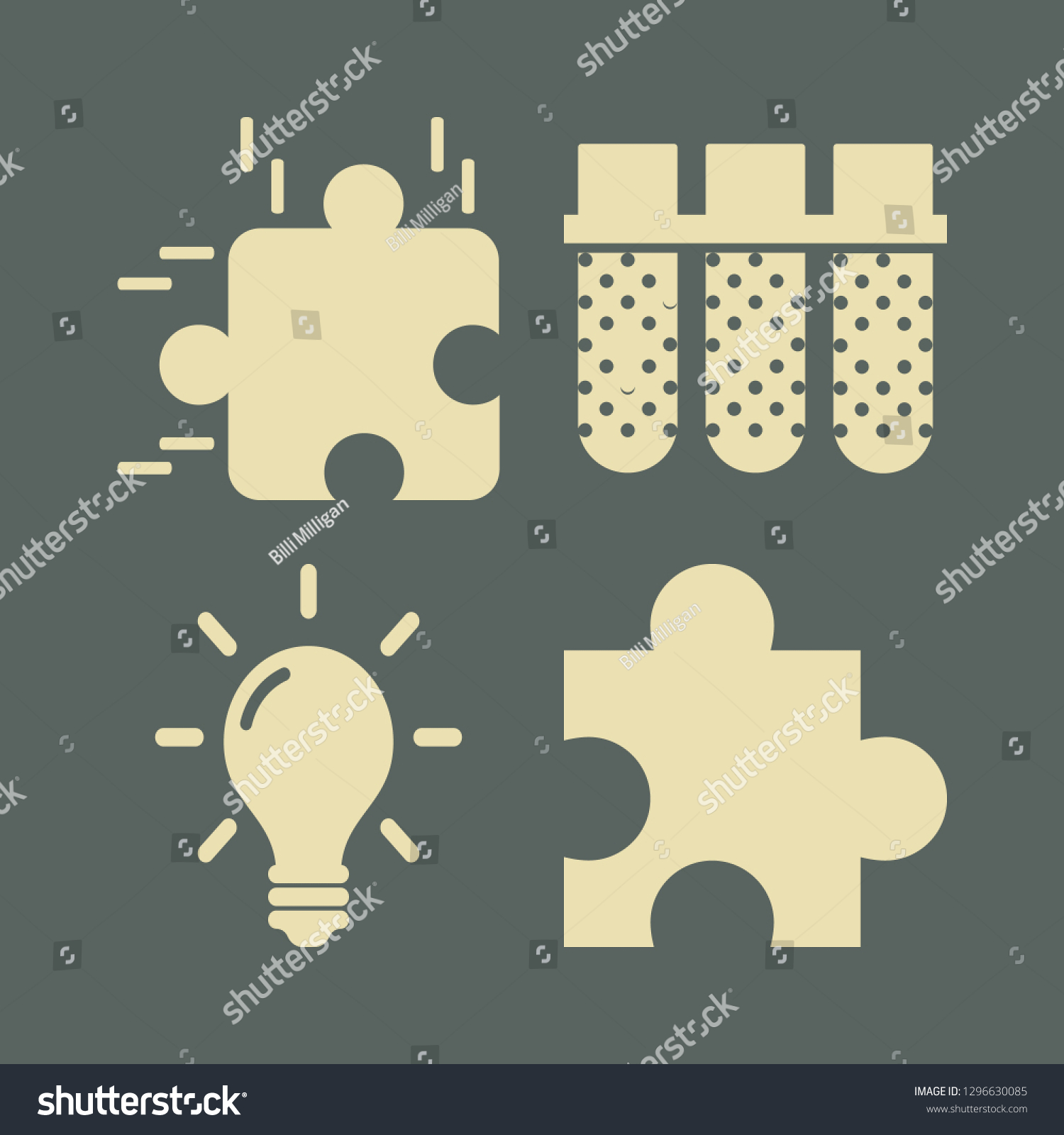 Solution Icon Set Puzzle Idea Beaker Stock Vector Royalty Free