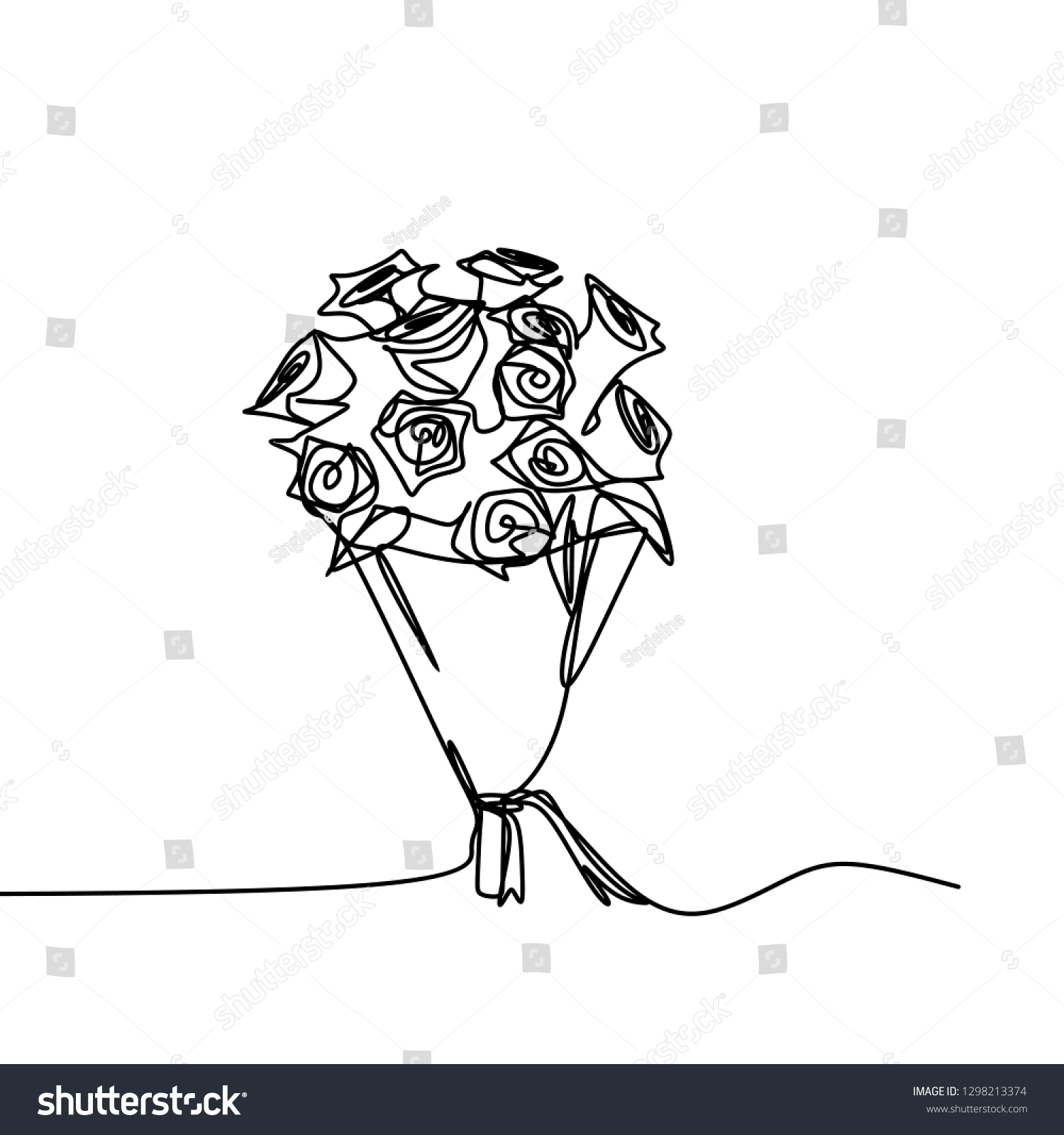 Single Continuous Line Drawing Rose Flower Stock Vector Royalty Free