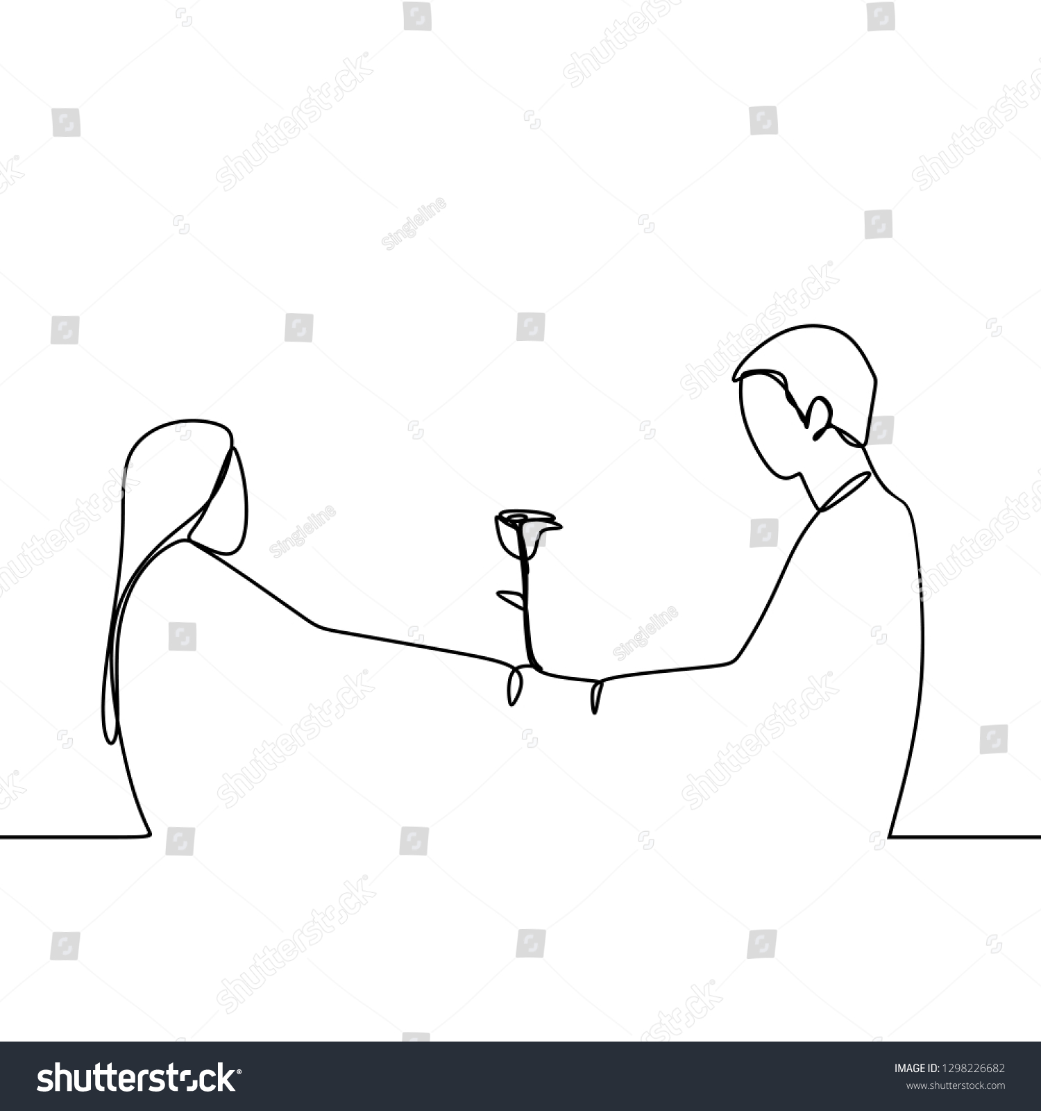 Concept Romantic Couple Love Continuous Line Stock Vector Royalty Free