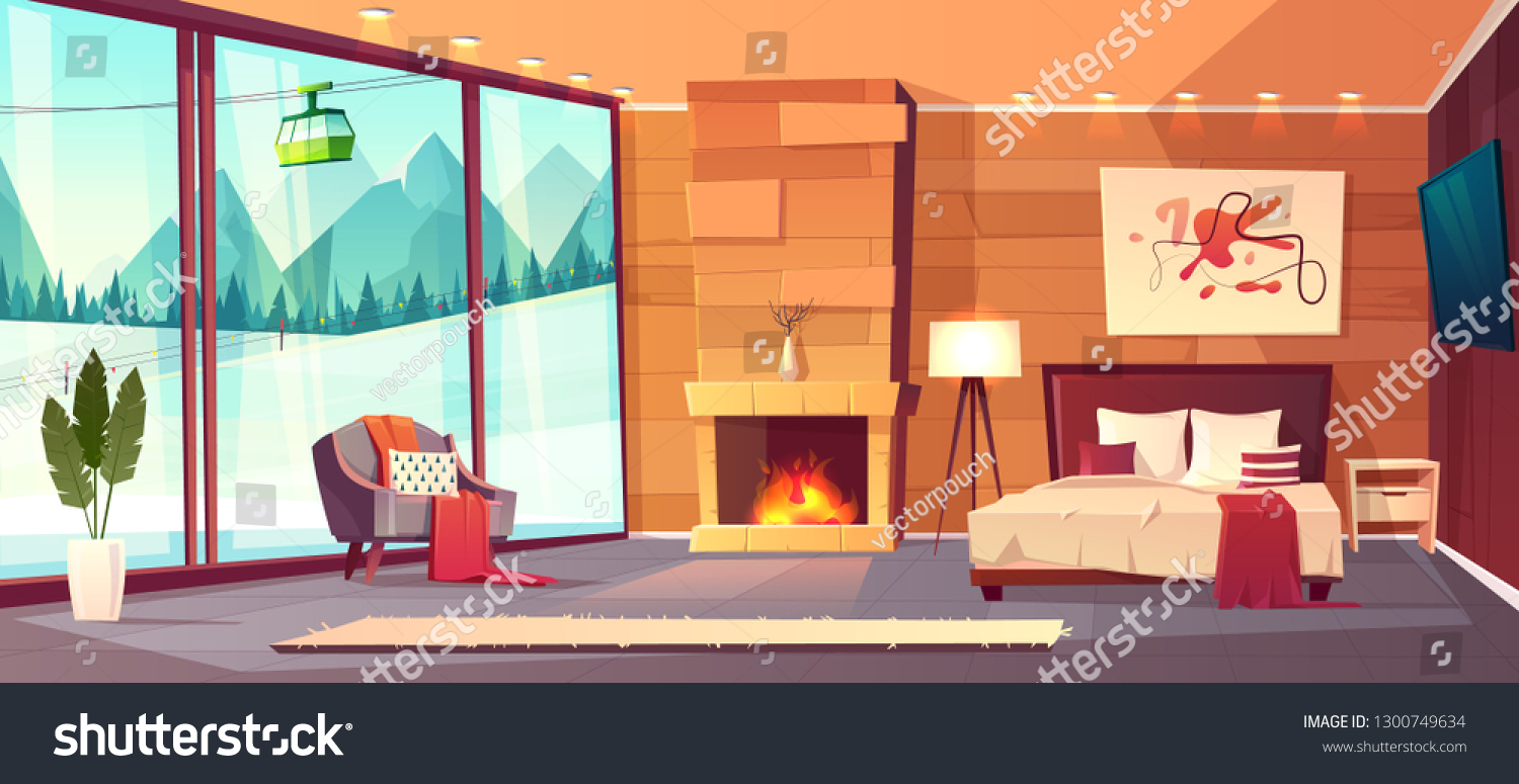Vector Cartoon Interior Luxury Hotel Bedroom Stock Vector Royalty Free