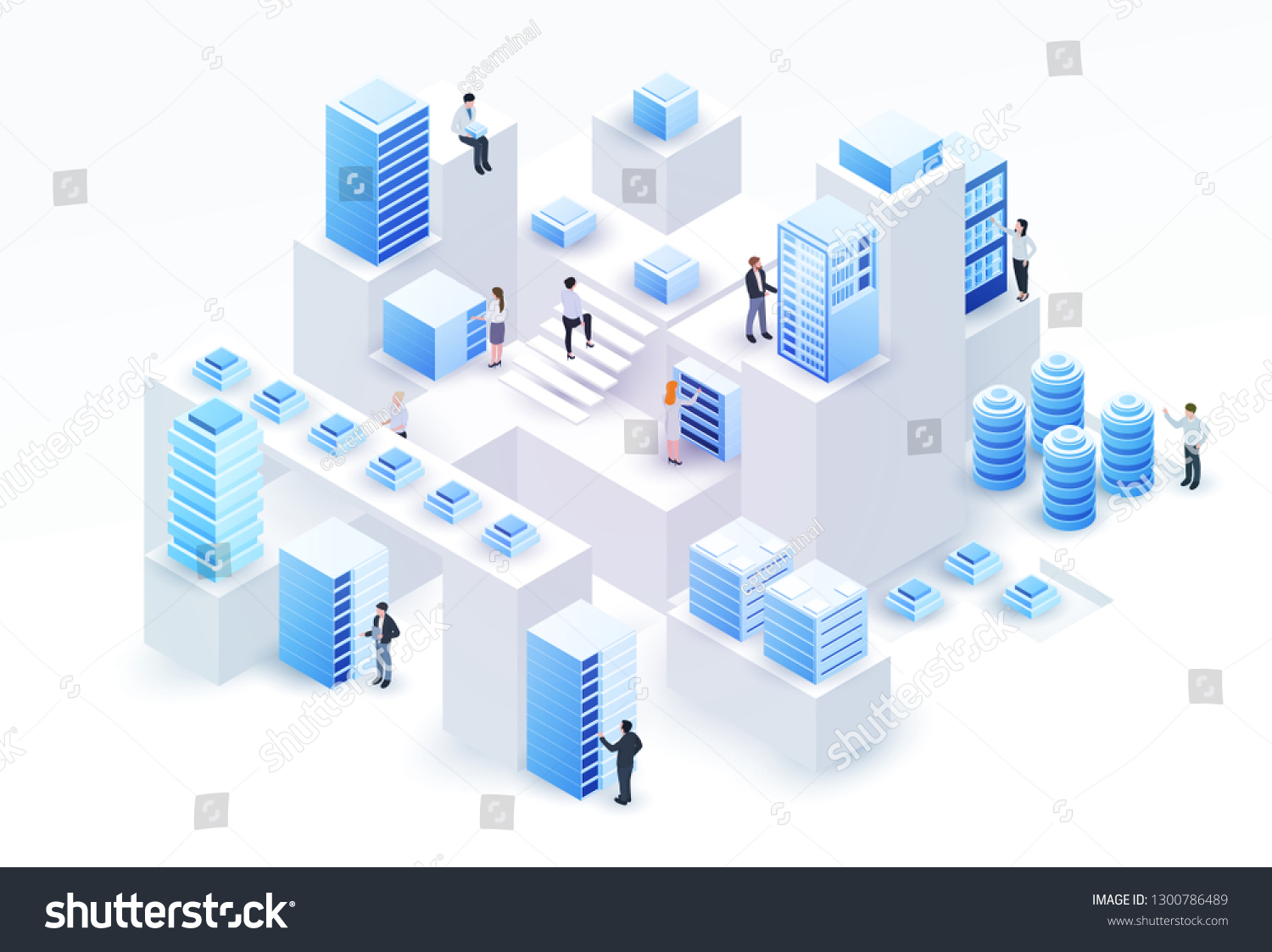3d Isometric Concept Big Data Center Stock Vector Royalty Free 1300786489 Shutterstock