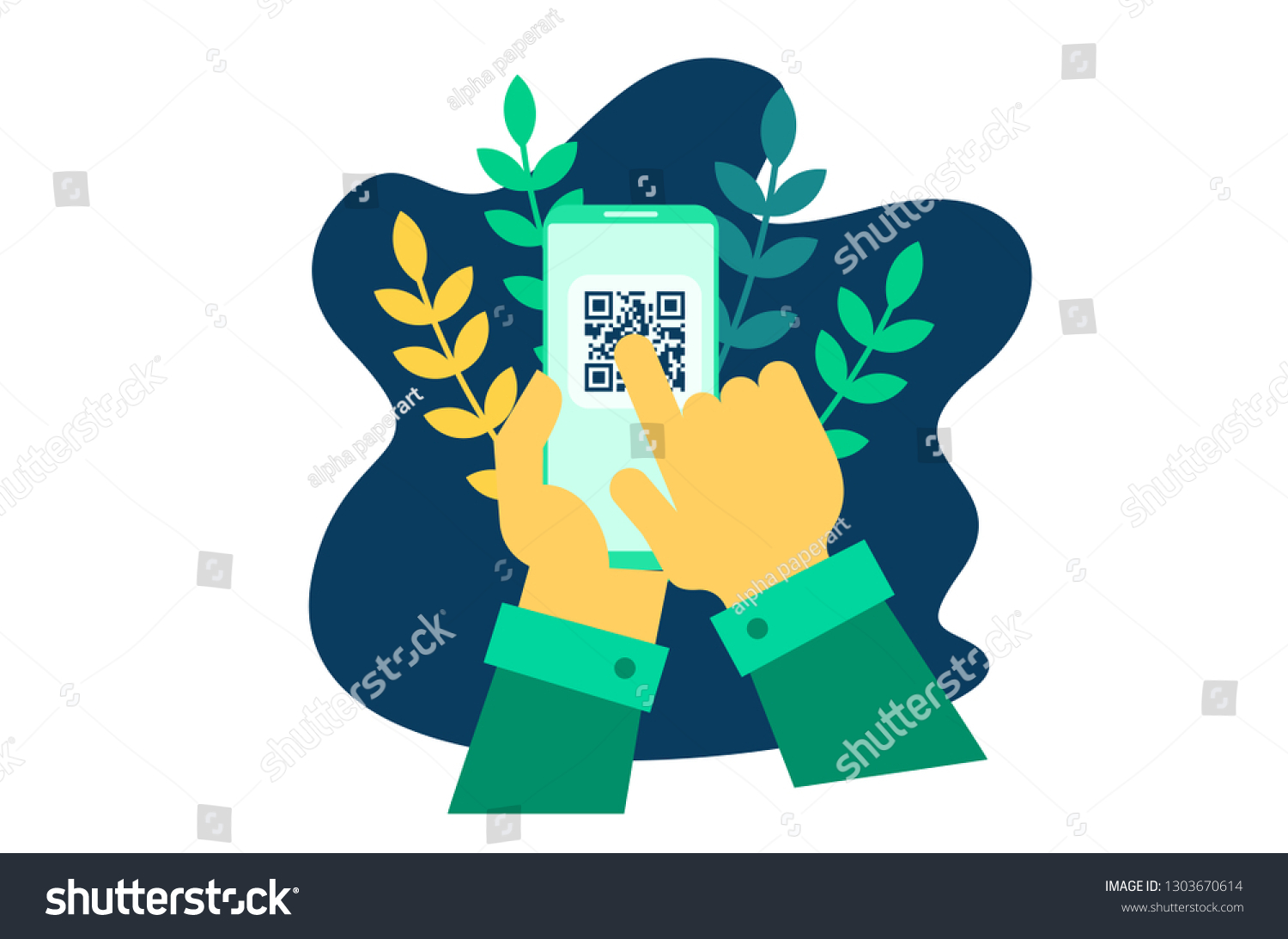 Qr Code Scanning Vector Illustration Concept Stock Vector Royalty Free 1303670614 Shutterstock