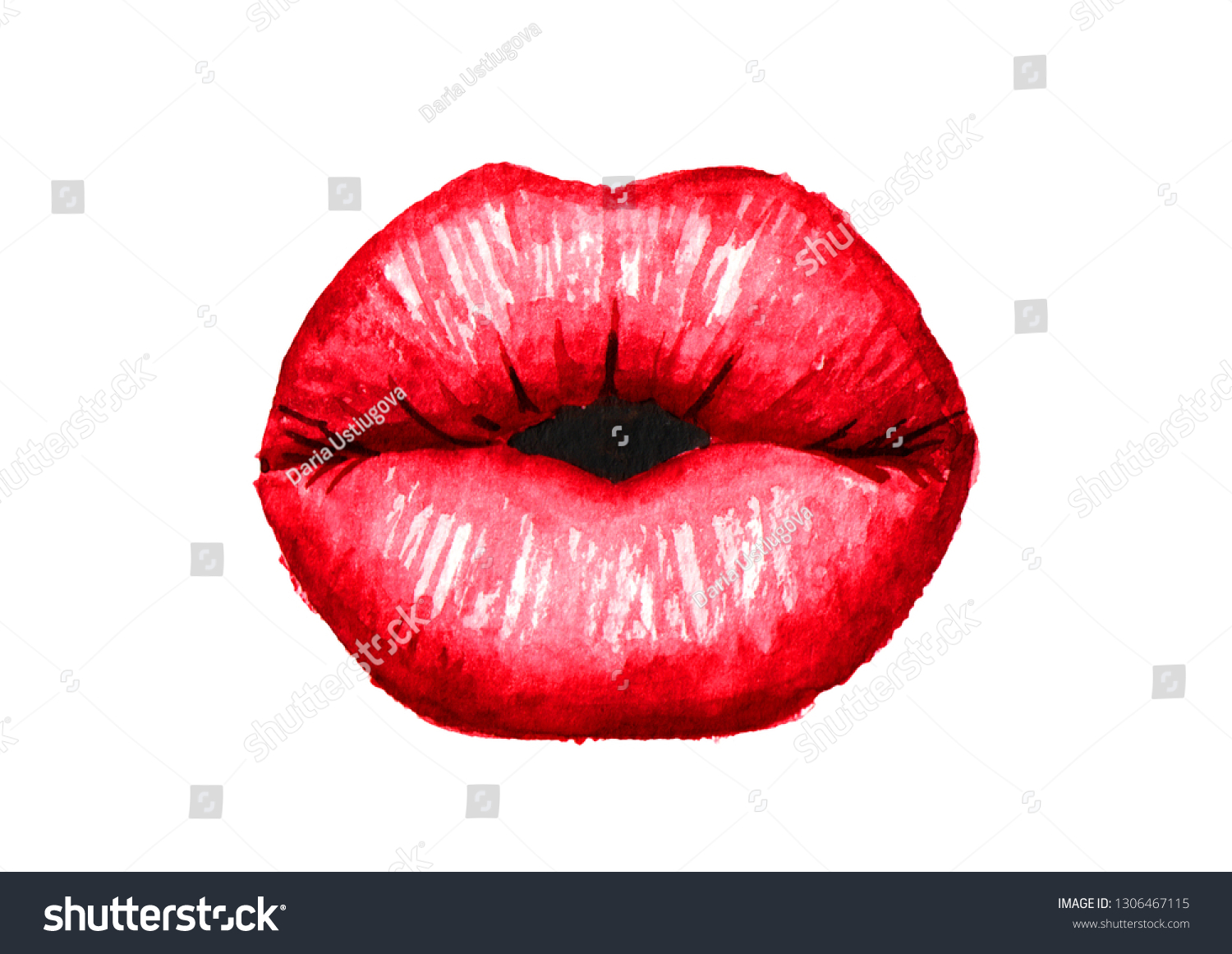 Sexy Plump Puffy Kissing Lips Red Stock Illustration 1306467115